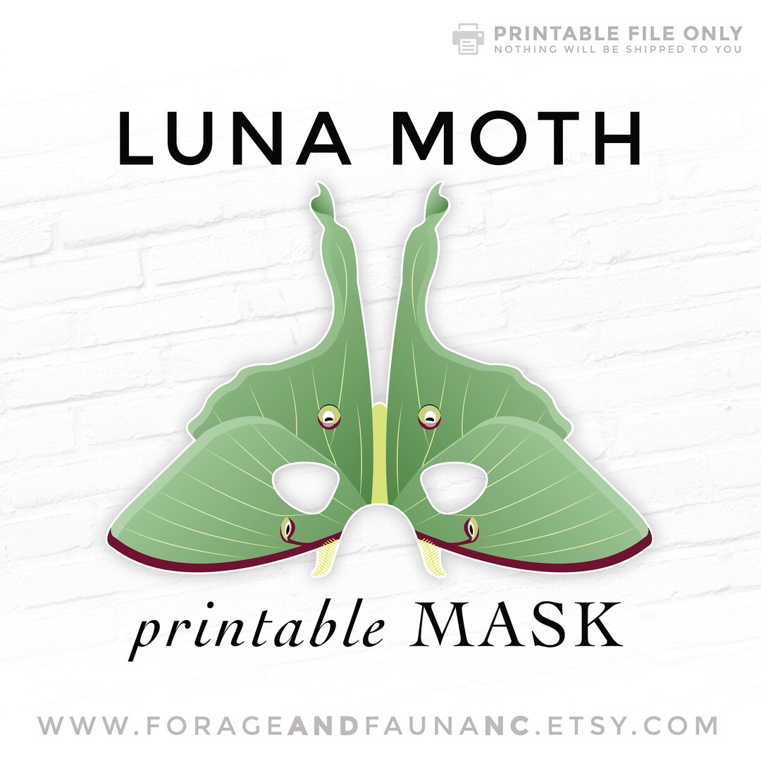 Luna Moth Printable Mask Costume Cosplay American Moon Moth Lepidoptera ...