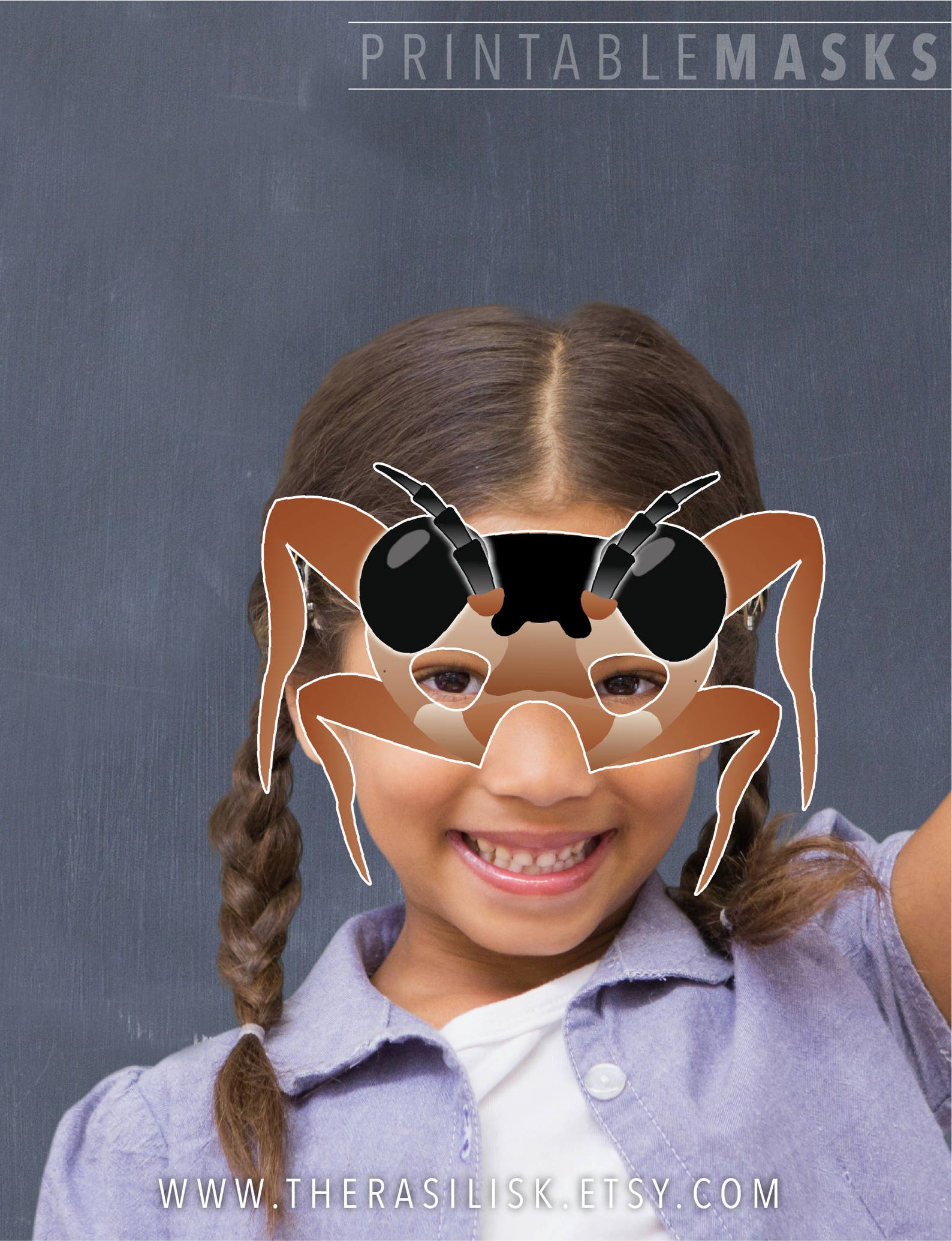 Cricket Mask Brown Grasshopper Printable Mask Bug Mask Bull | Etsy Canada