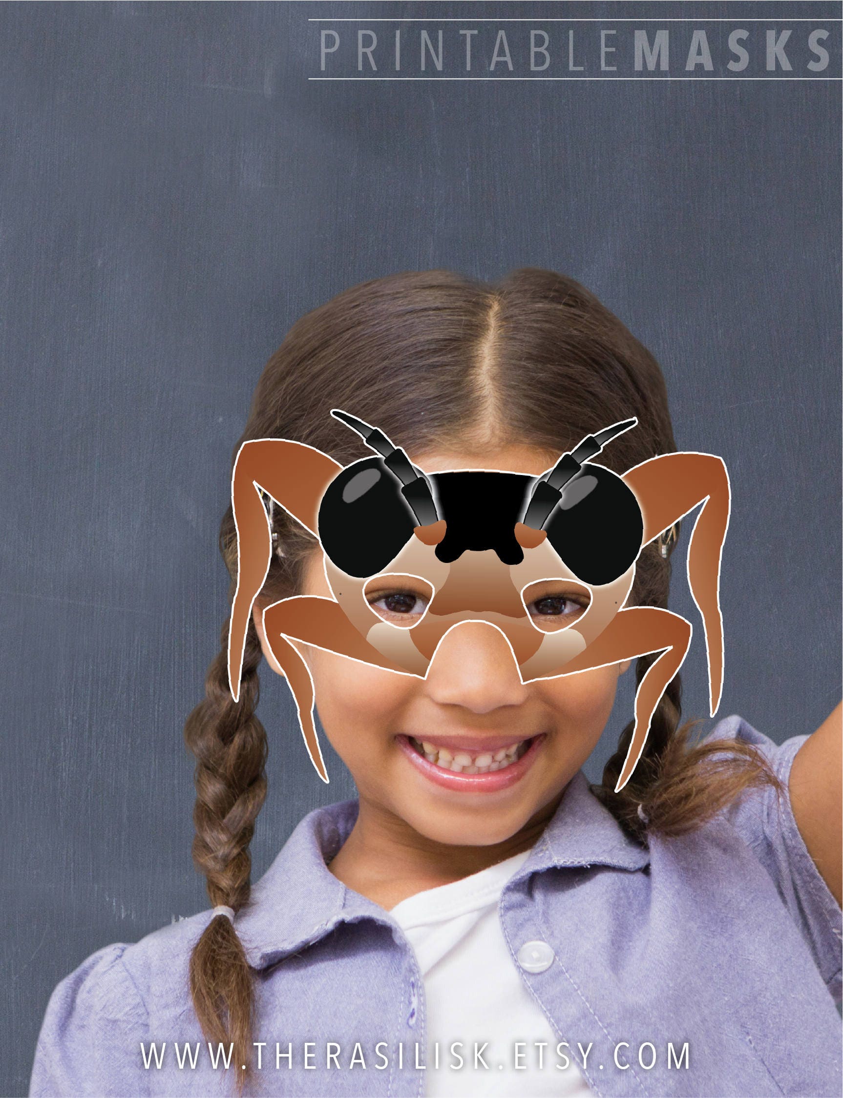 Cricket Mask Brown Grasshopper Printable Mask Bug Mask Bull | Etsy Canada
