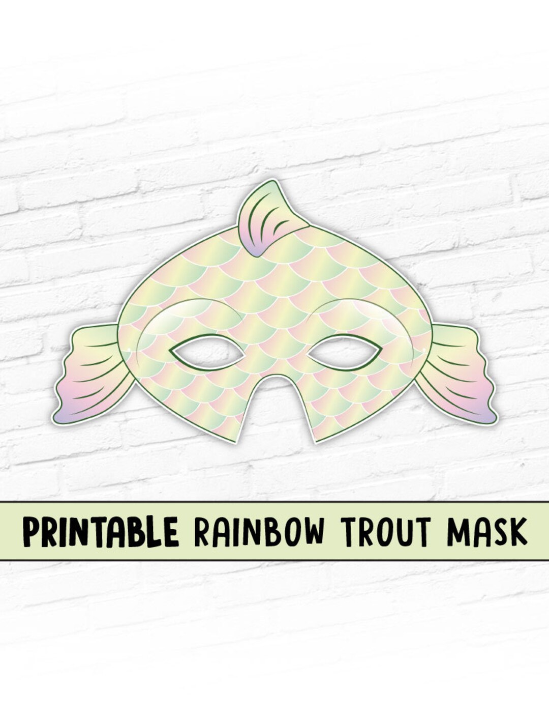 Rainbow Trout Mask Fish Halloween Mask Photo Prop Printable Party Mask ...