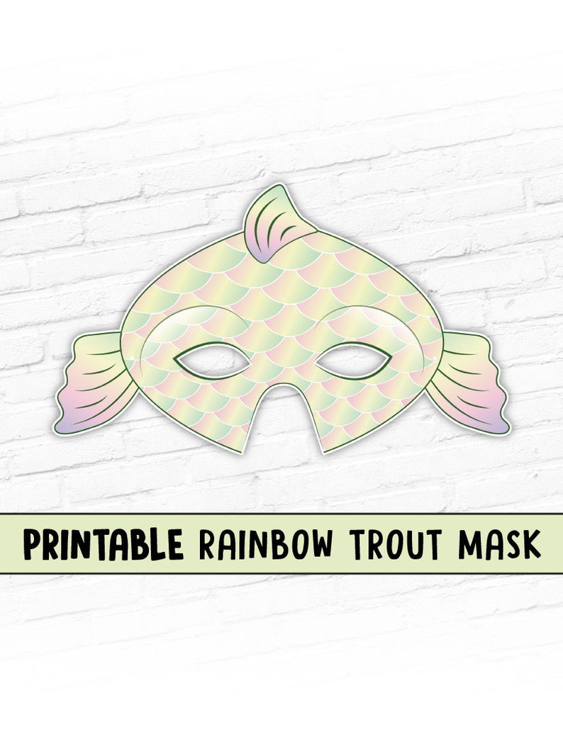Rainbow Trout Mask Fish Halloween Mask Photo Prop Printable Party Mask ...