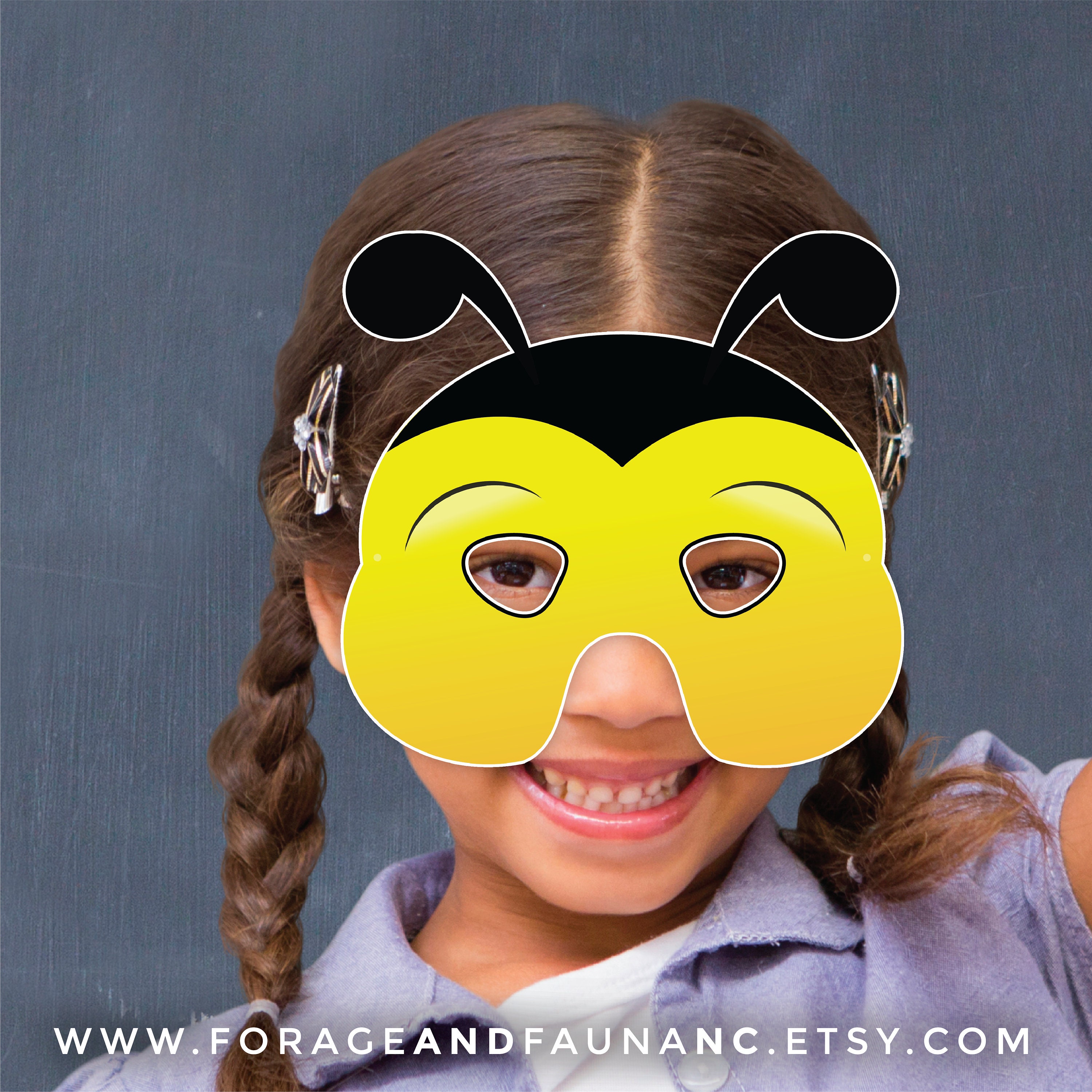 Bumble Bee Head Printable Cute Bug Insect Halloween Party Fun Time Mask ...