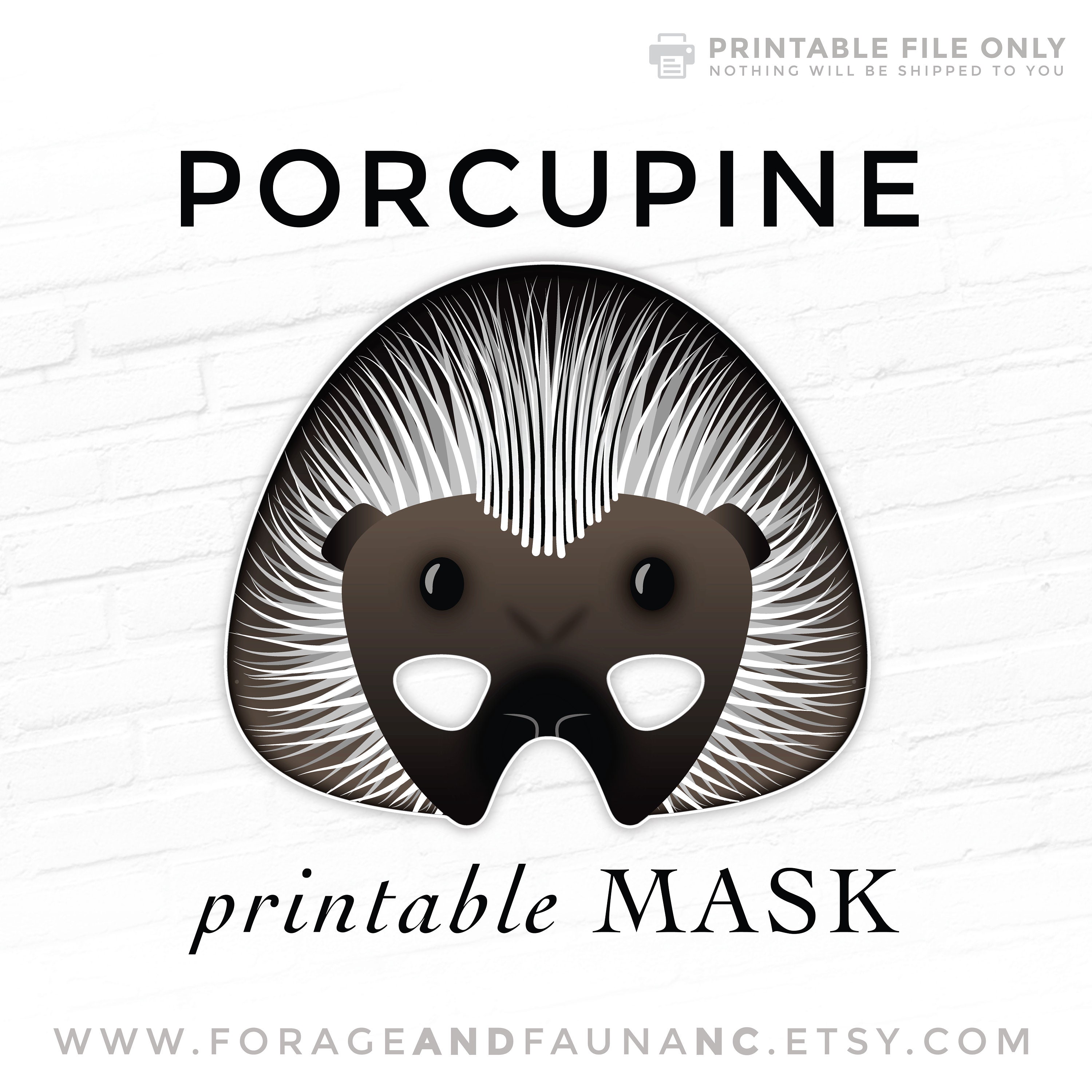 Porcupine Printable Animal Costume Mask Large Rodent Cute Masks Kids ...