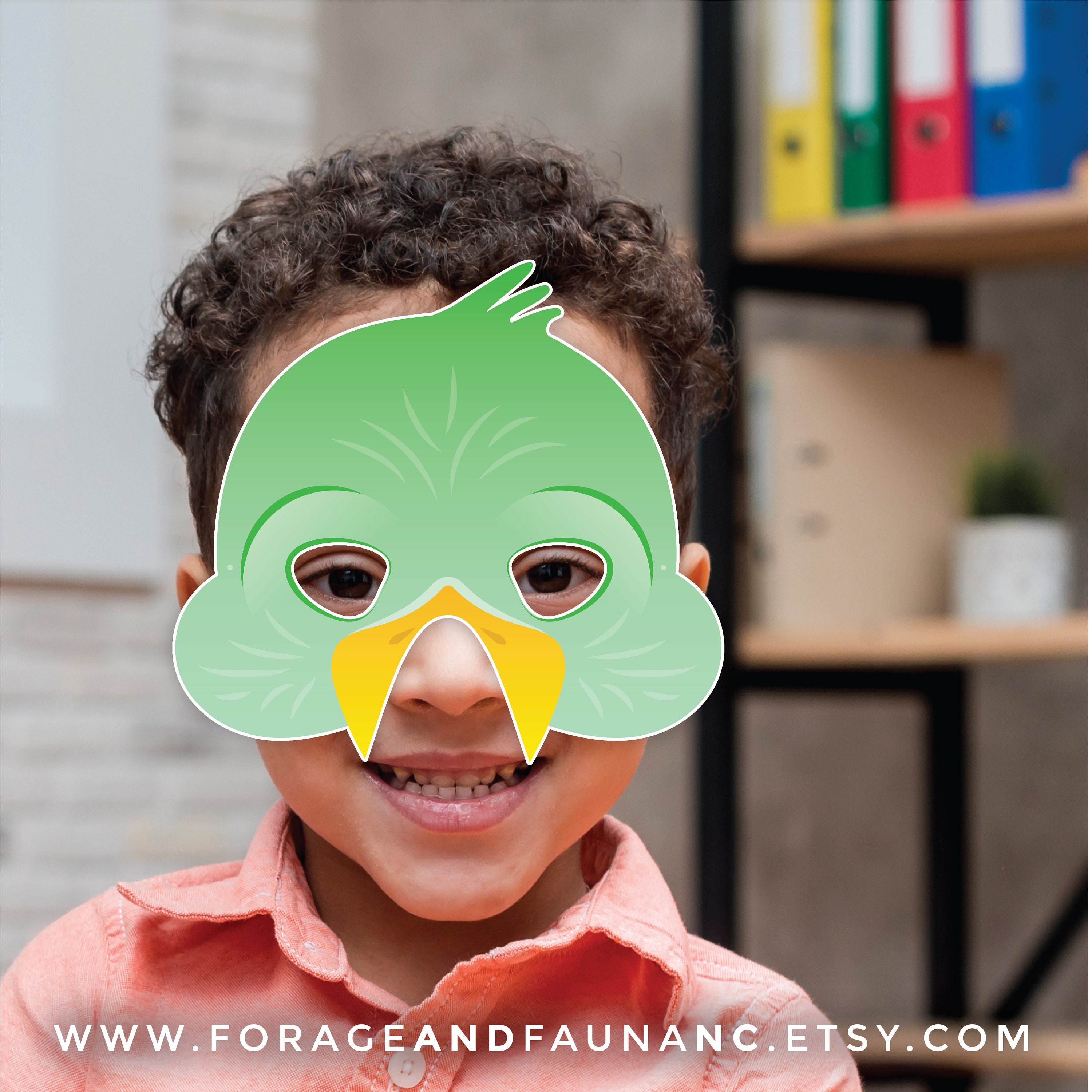 Green Bird Printable Mask Costume Parrot Tanager Budgerigar Parakeet ...