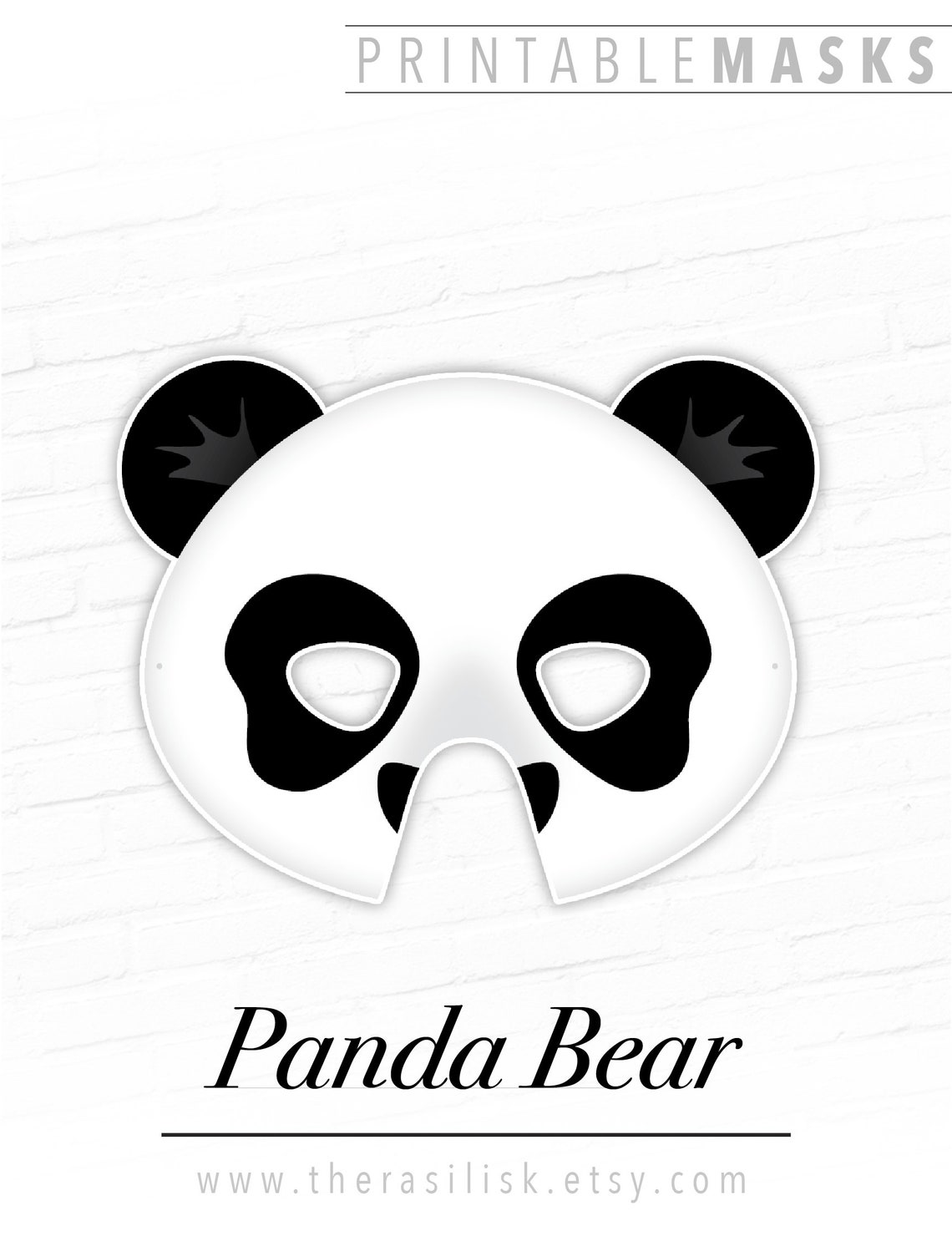 Panda Bear Printable Animal Mask, Halloween Mask Costume, Photo Booth ...