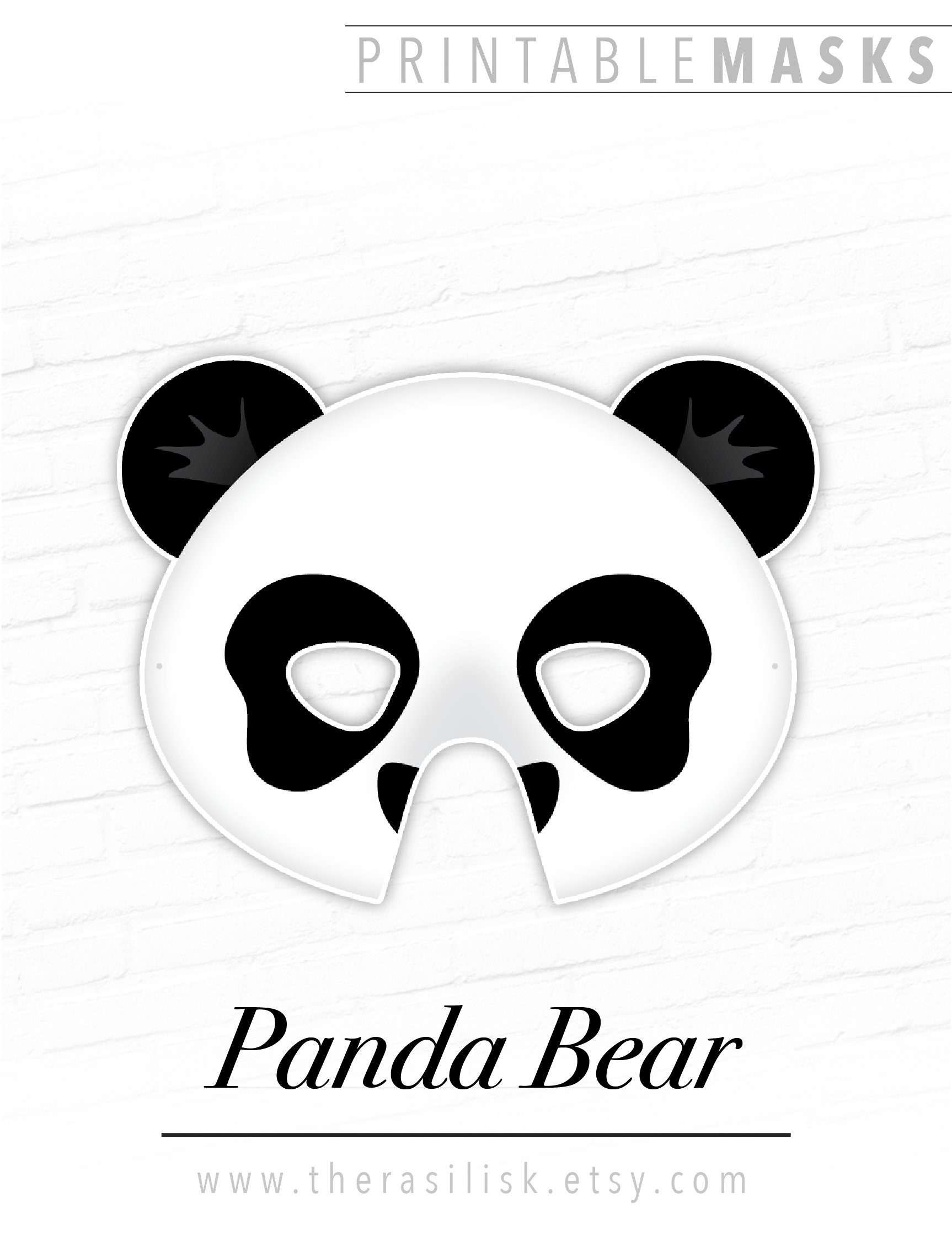 Panda Bear Printable Animal Mask, Halloween Mask Costume, Photo Booth ...