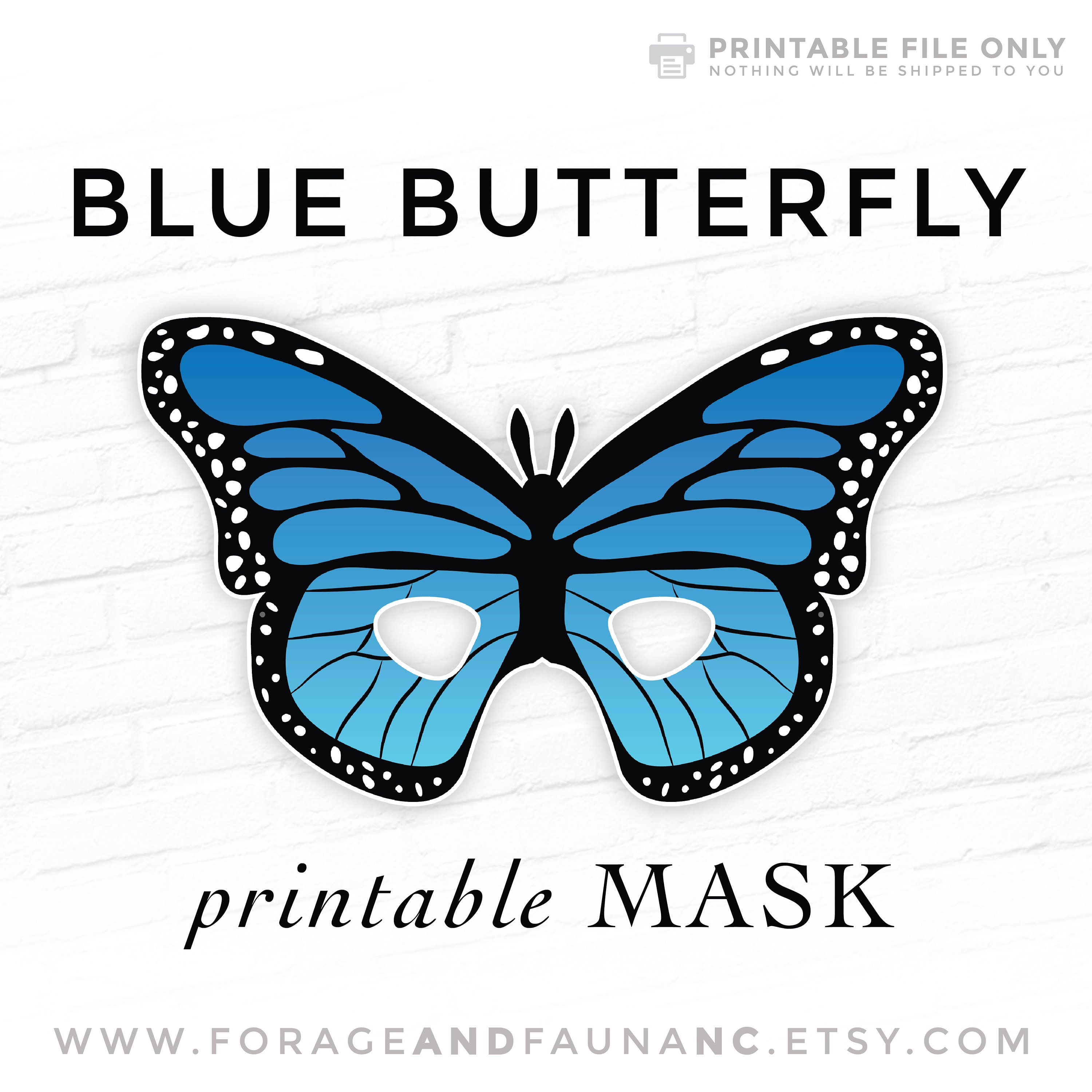 Blue Butterfly Printable Mask Costume Cosplay Butterfly Insect Bug ...