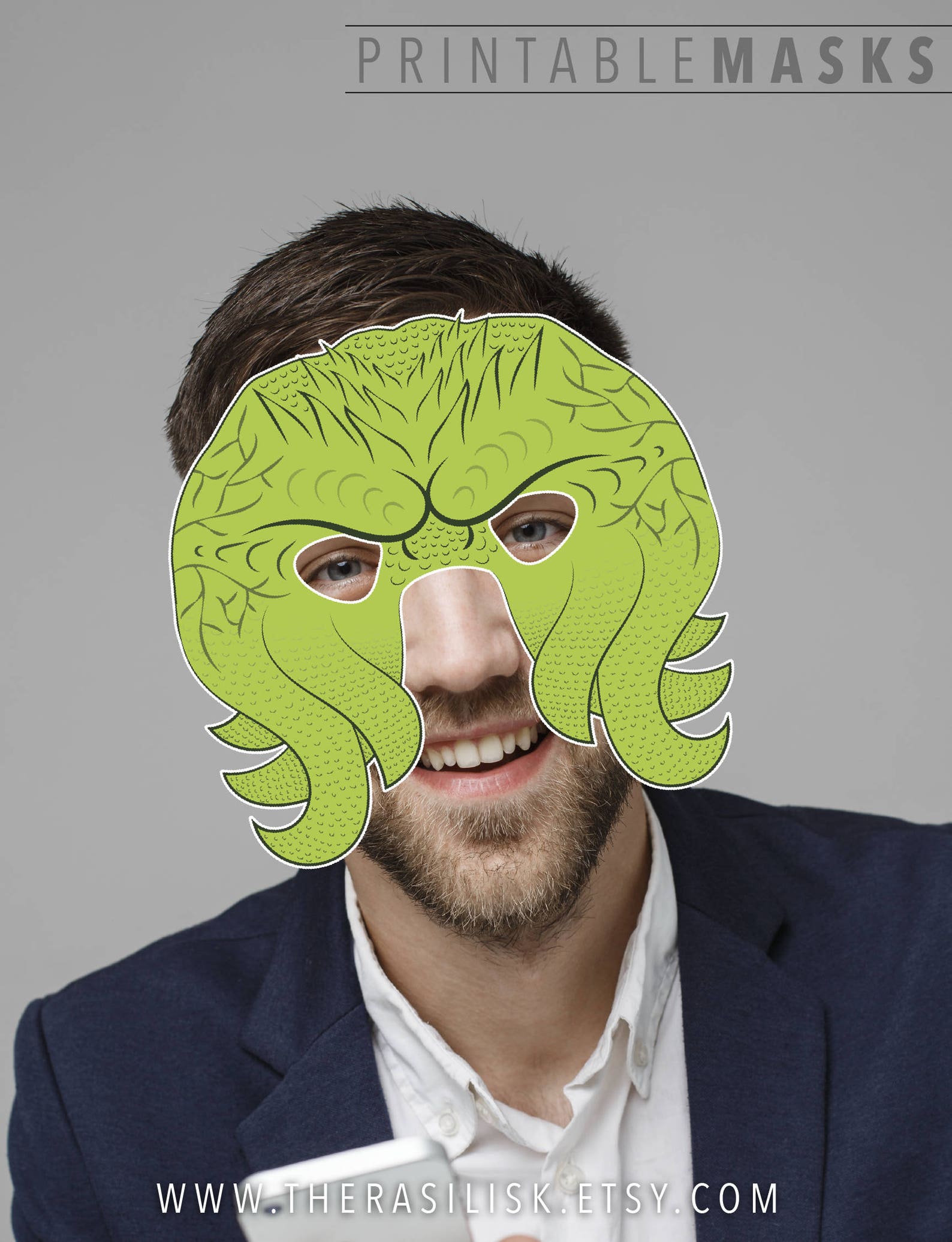 Halloween Mask, Printable Mask, Cthulhu Mask, Cthulu, Tentacle Monster ...