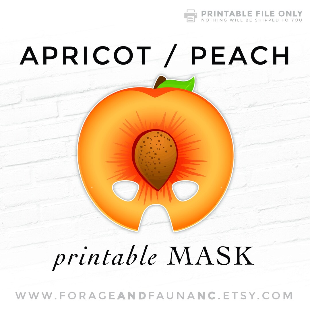 Peach Printable Party Mask Nectarine Apricot Fruit Costume Photo Booth ...