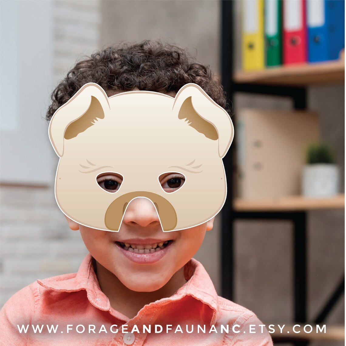 Tan Pig Printable Animal Mask Halloween Party Mask Kunekune - Etsy