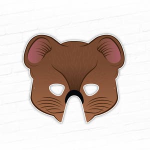 Weasel Ferret Printable Animal Party Mask, Brown Ferret Animal Mask ...