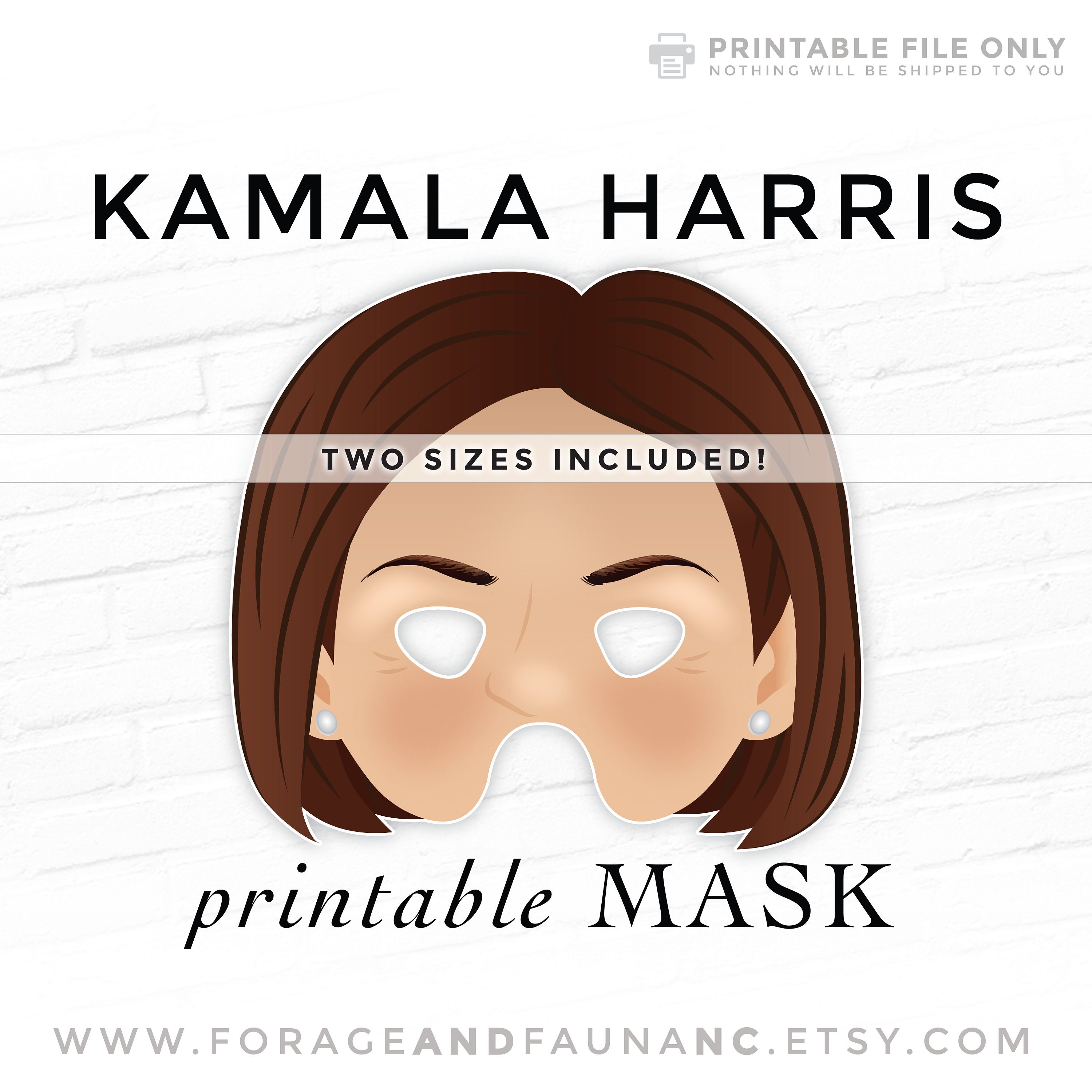 Kamala Harris Printable Mask, Democrat Presidential Candidate Election ...