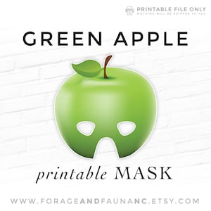Green Apple Printable Party Mask Fruit Mask Party Play Props Theater ...