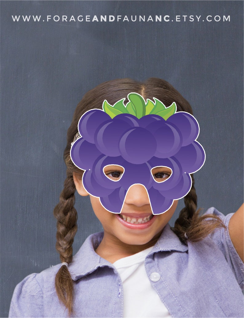Blackberry Mask Printable Mask Fruit Mask Food Mask Playtime - Etsy
