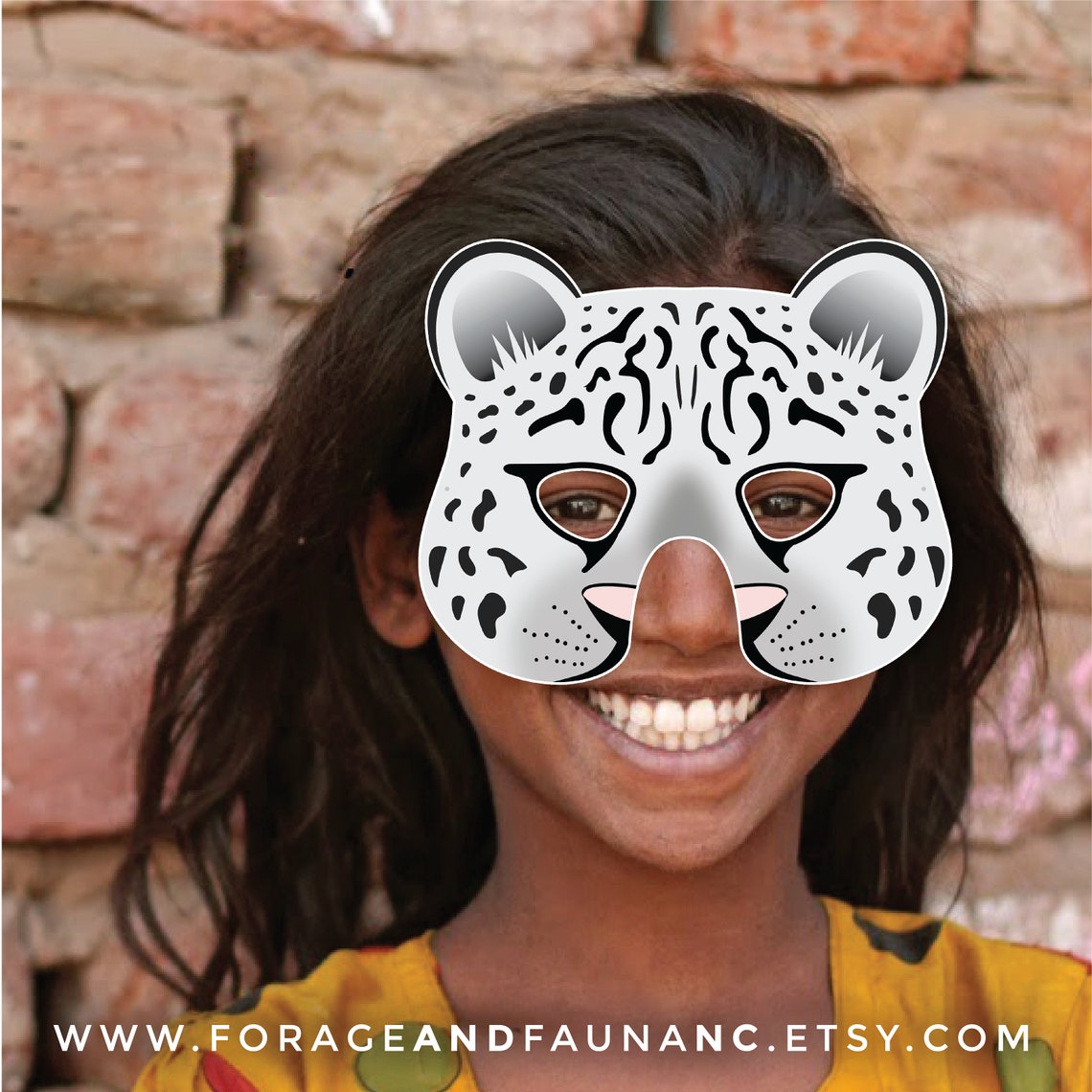 Snow Leopard Printable Mask White Leopard Animal Masks - Etsy