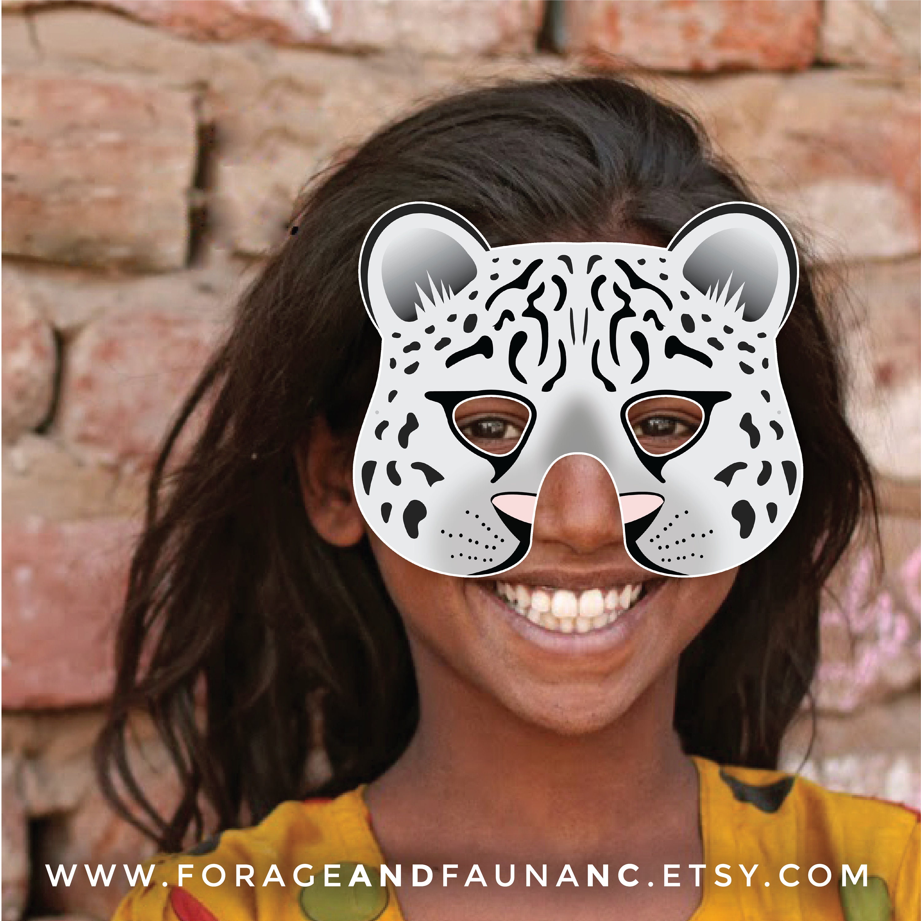Buy Snow Leopard Printable Mask White Leopard Animal Masks Online in ...