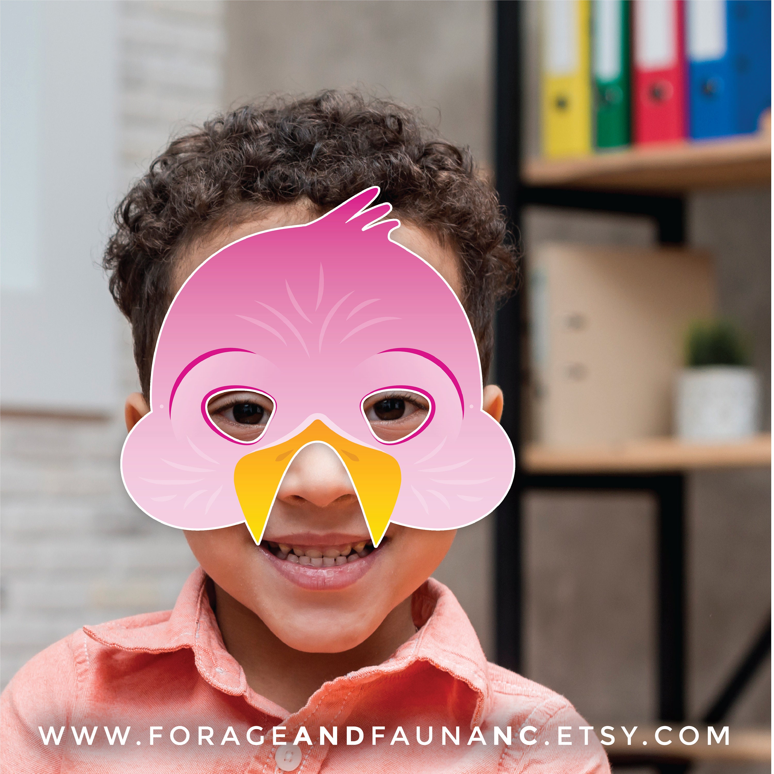 Pink Bird Printable Mask Costume Pink Headed Warbler Fruit Dove Finch ...