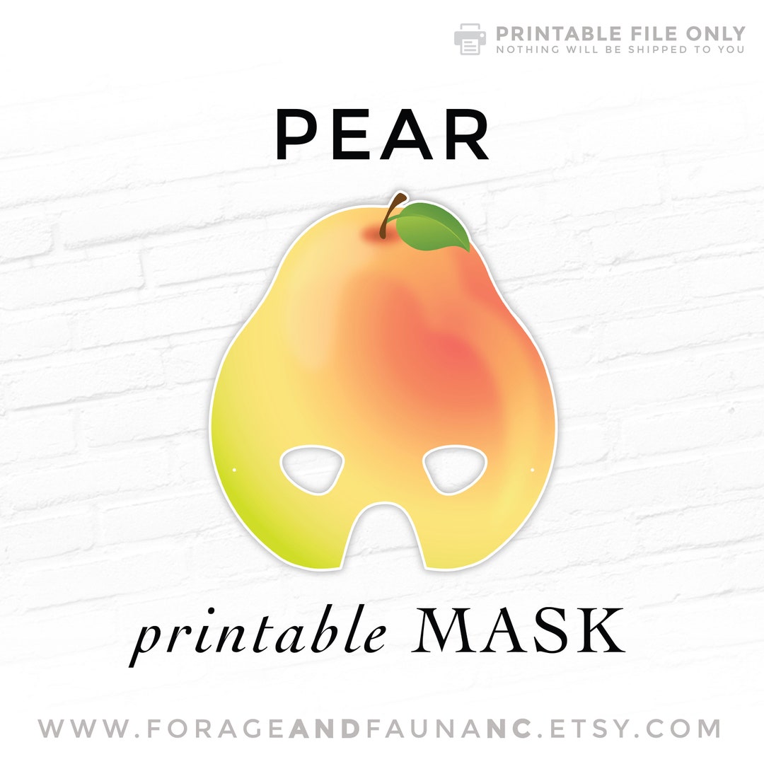 Pear Printable Party Mask | Fruit Mask | Inexpensive Play Props - Etsy