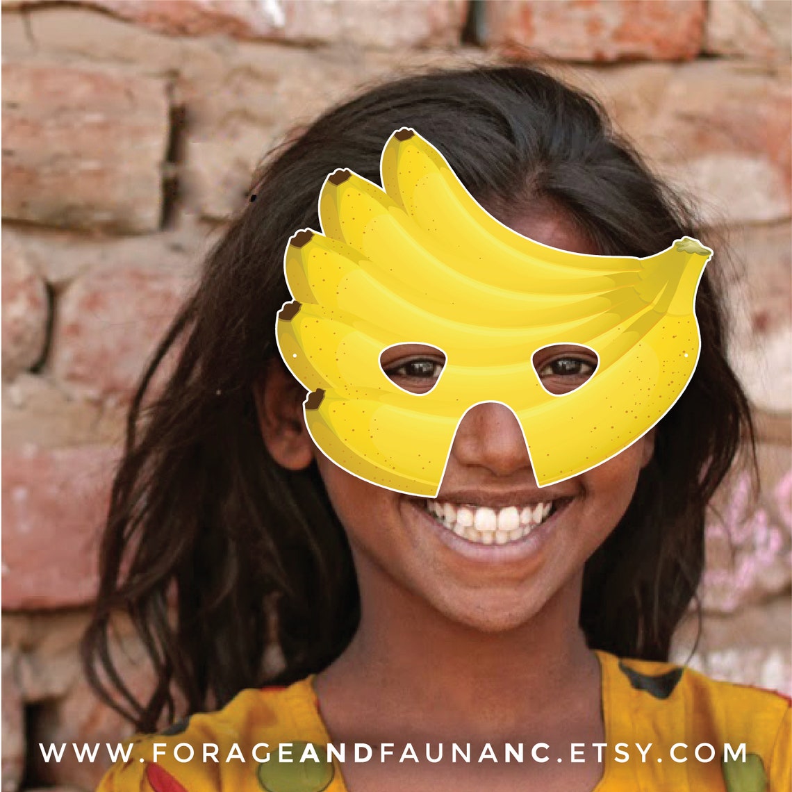 Bananas Printable Party Mask Tropical Fruit Halloween Play Costume ...