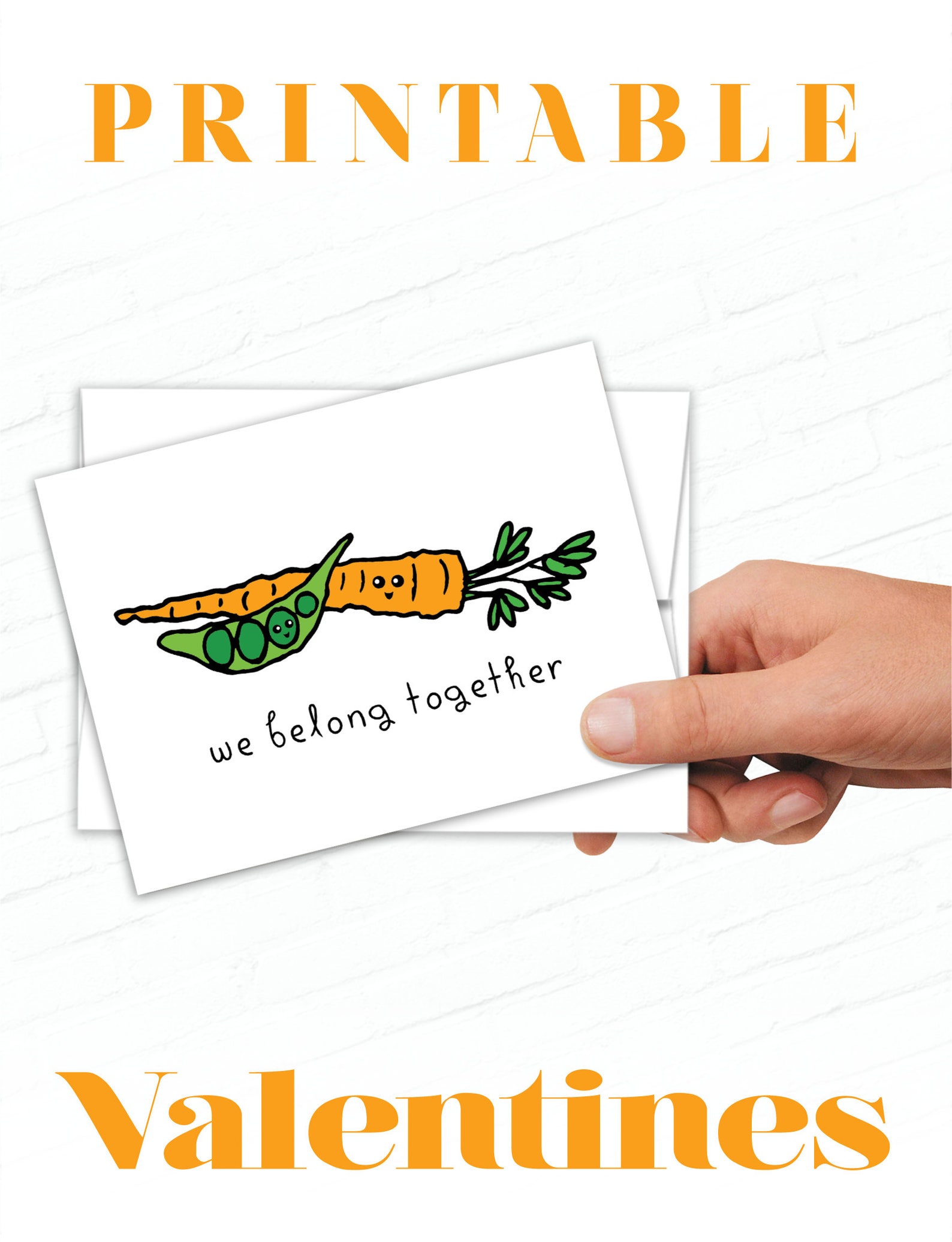 Printable Cute Valentines Day Card, Peas and Carrots, We Belong ...