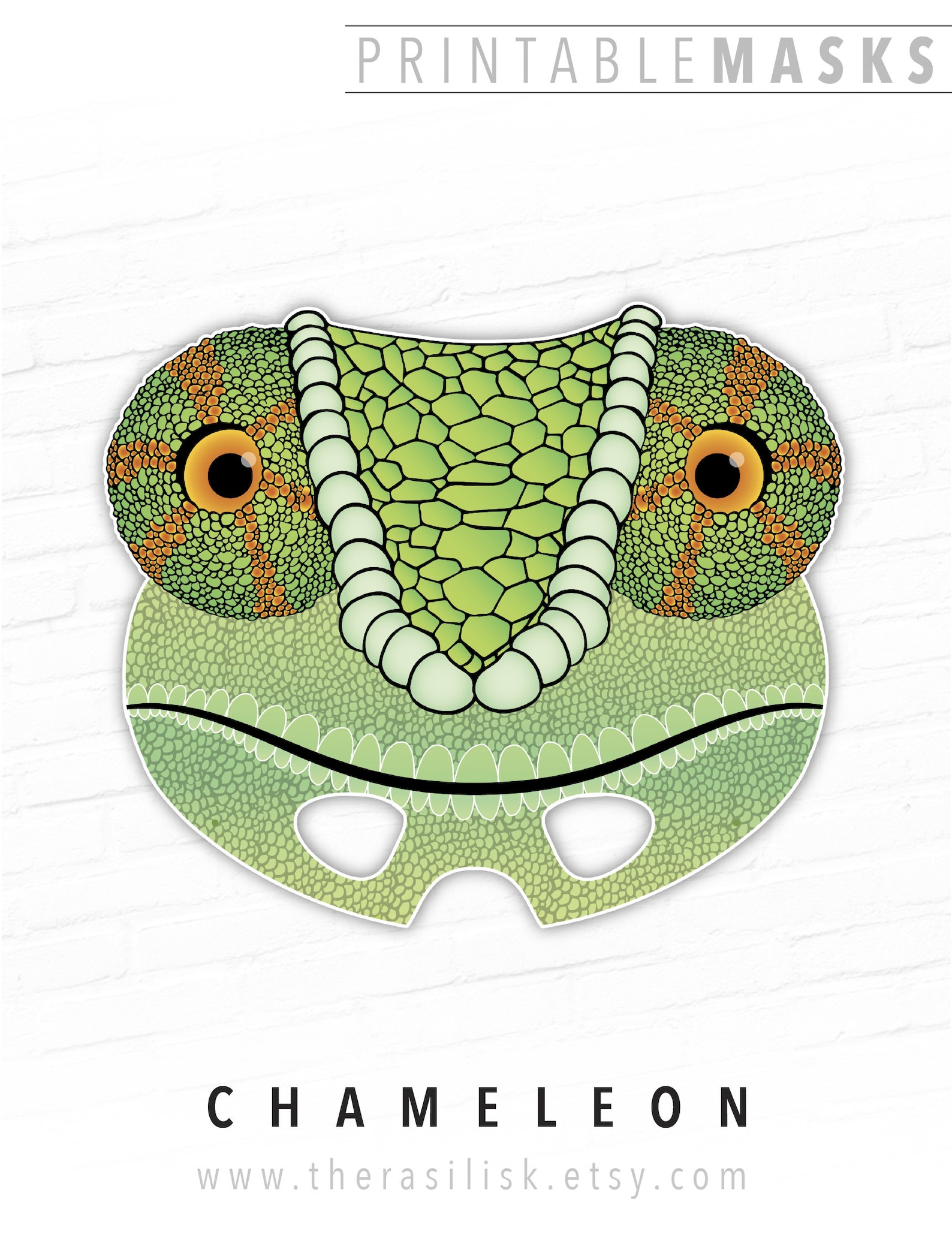 Printable Mask Halloween Costume Chameleon Lizard Mask | Etsy