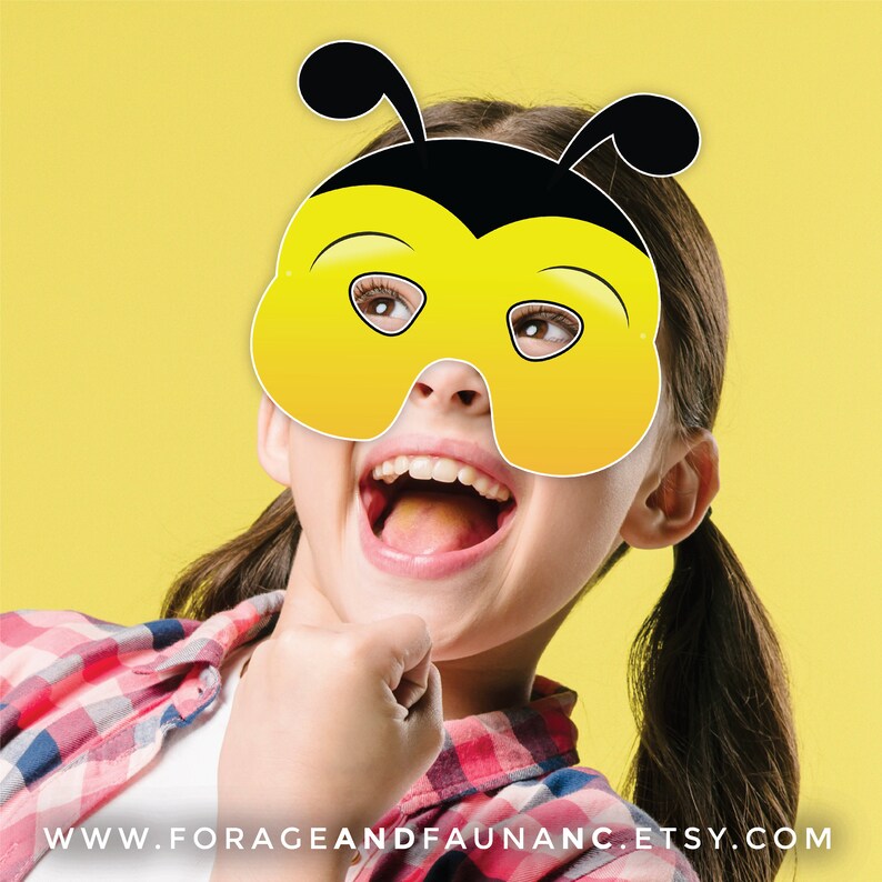 Bumble Bee Head Printable Cute Bug Insect Halloween Party Fun Time Mask ...