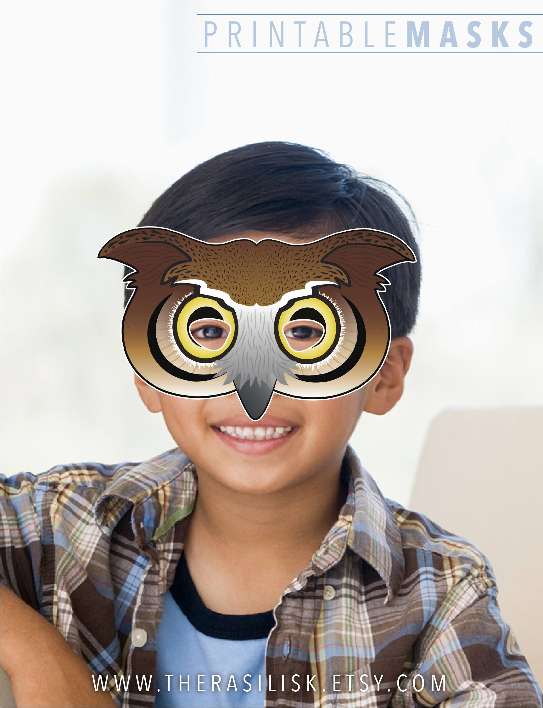 Printable Owl Mask Great Horned Owl Mask Printable Bird | Etsy