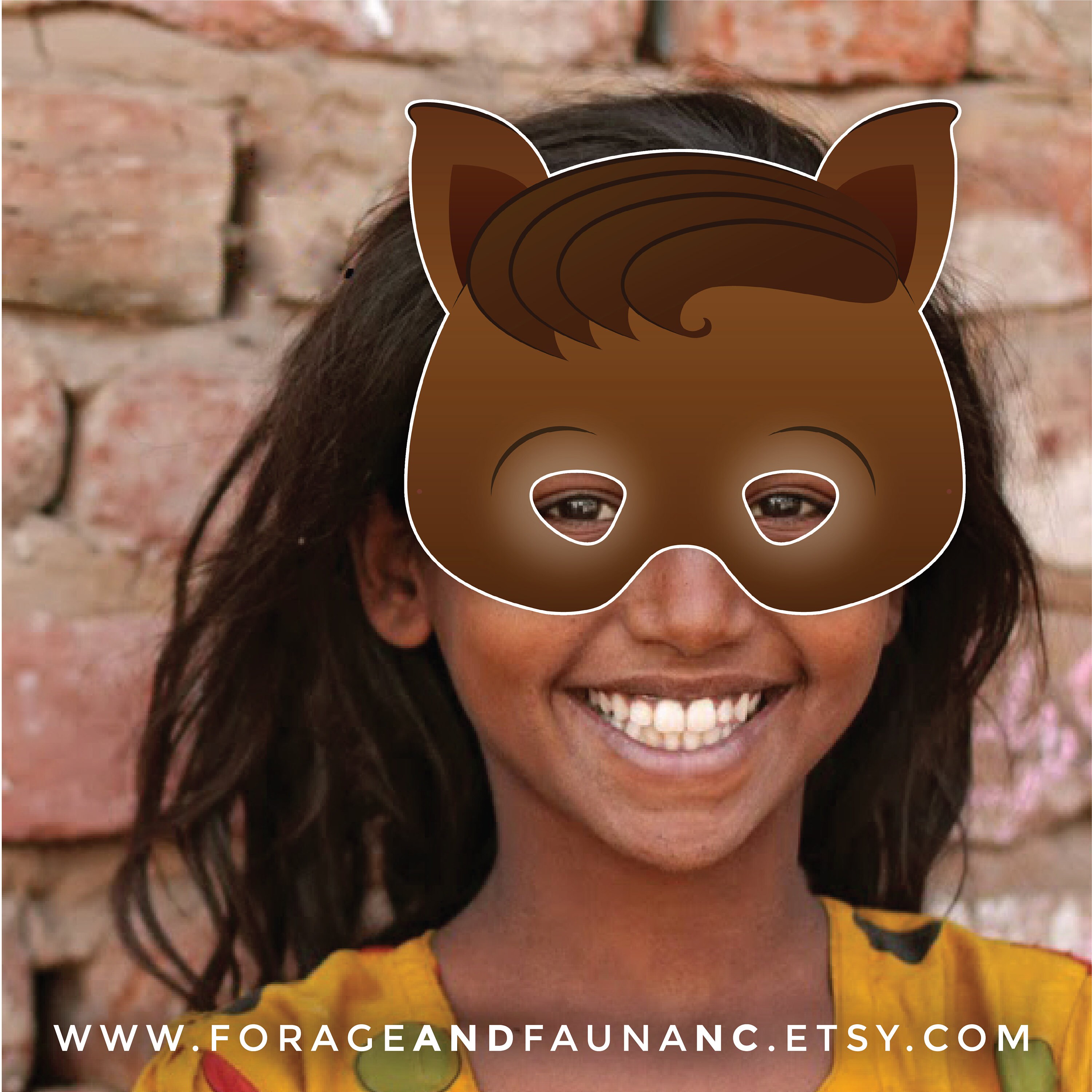 Brown Horse Printable Animal Mask Chestnut Bay Horse Farm Animal ...