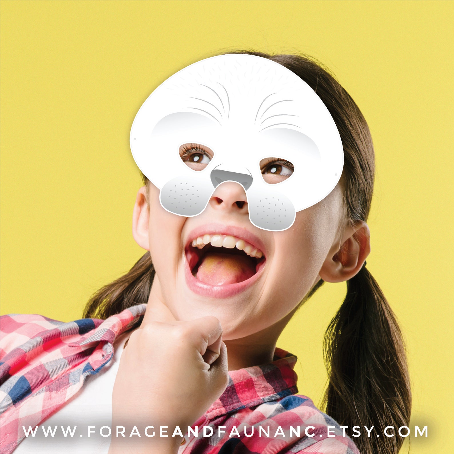 Arctic White Seal Printable Animal Mask Harp Seal Saddleback Greenland ...