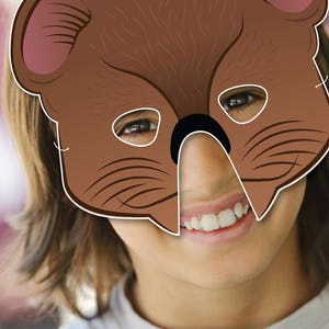 Weasel Ferret Printable Animal Party Mask, Brown Ferret Animal Mask ...