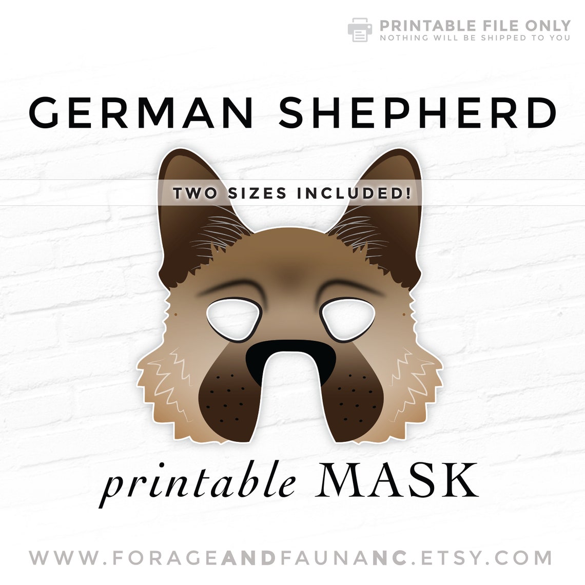 German Shepherd Printable Mask Malinois Dog Halloween Rin Tin Tin ...