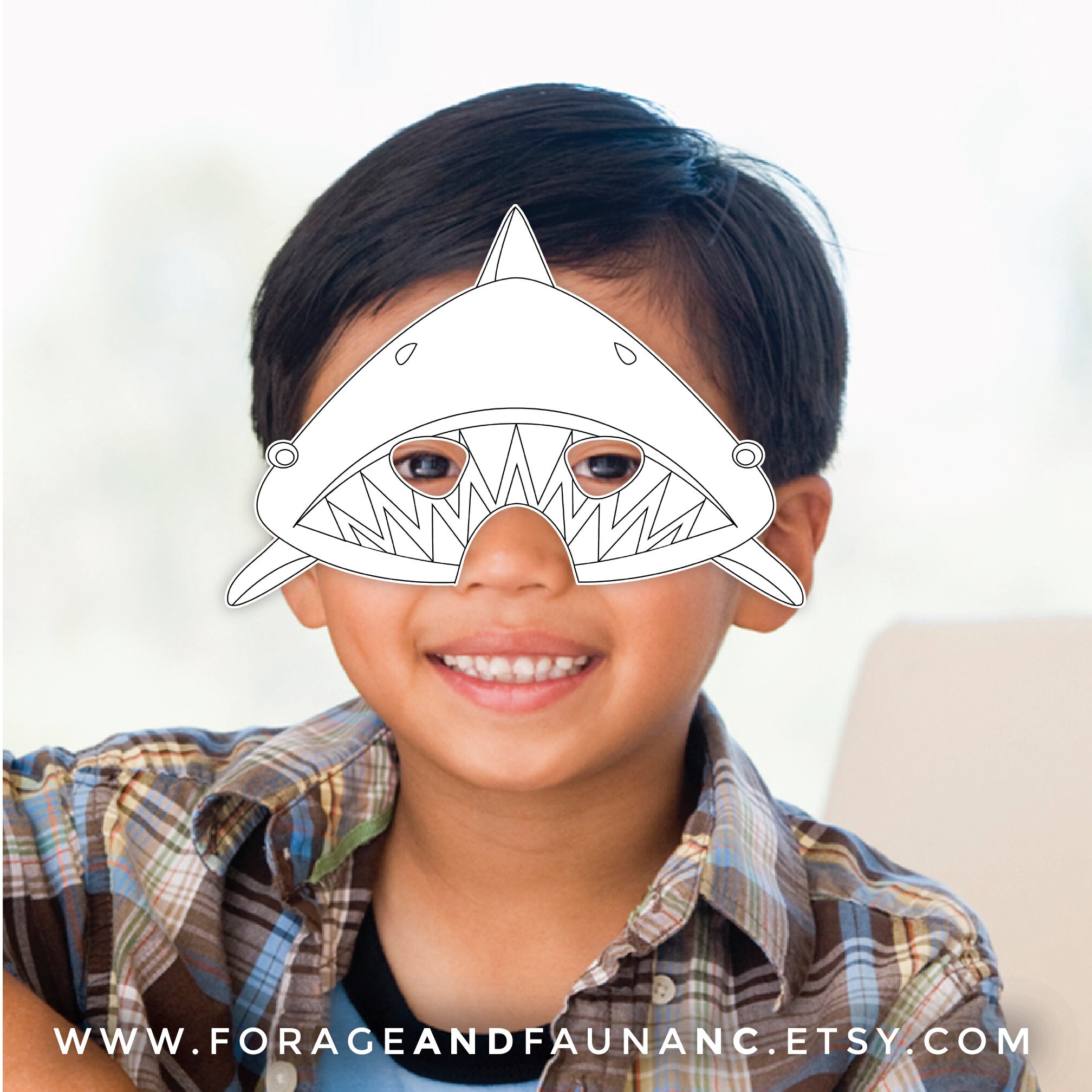 Coloring Book Activity Shark Mask Printable Great White Shark - Etsy