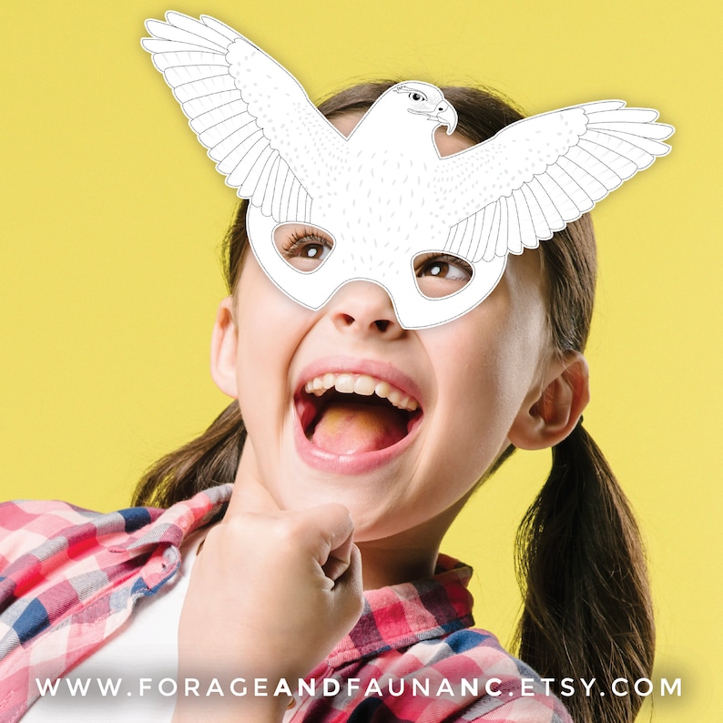 Hawk Mask Printable Coloring Activity Mask Halloween Party Mask Falcon ...