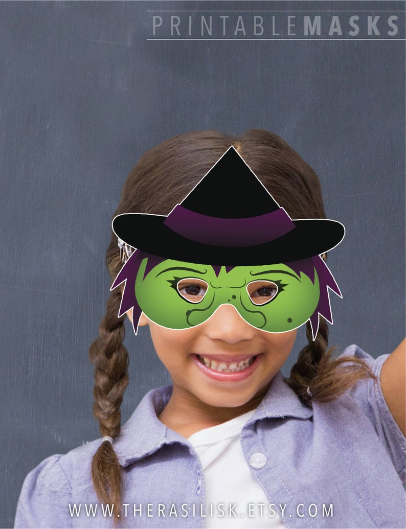 Witch Printable Halloween Face Mask DIY Costume Witch Wicked | Etsy