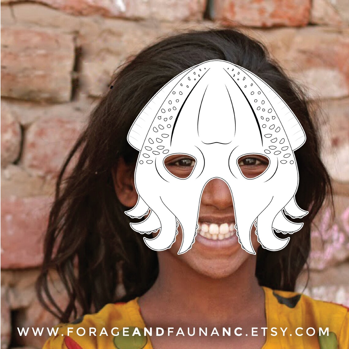 Coloring Mask Fun Squid Mask Kraken Cephalopod Sea Monster - Etsy