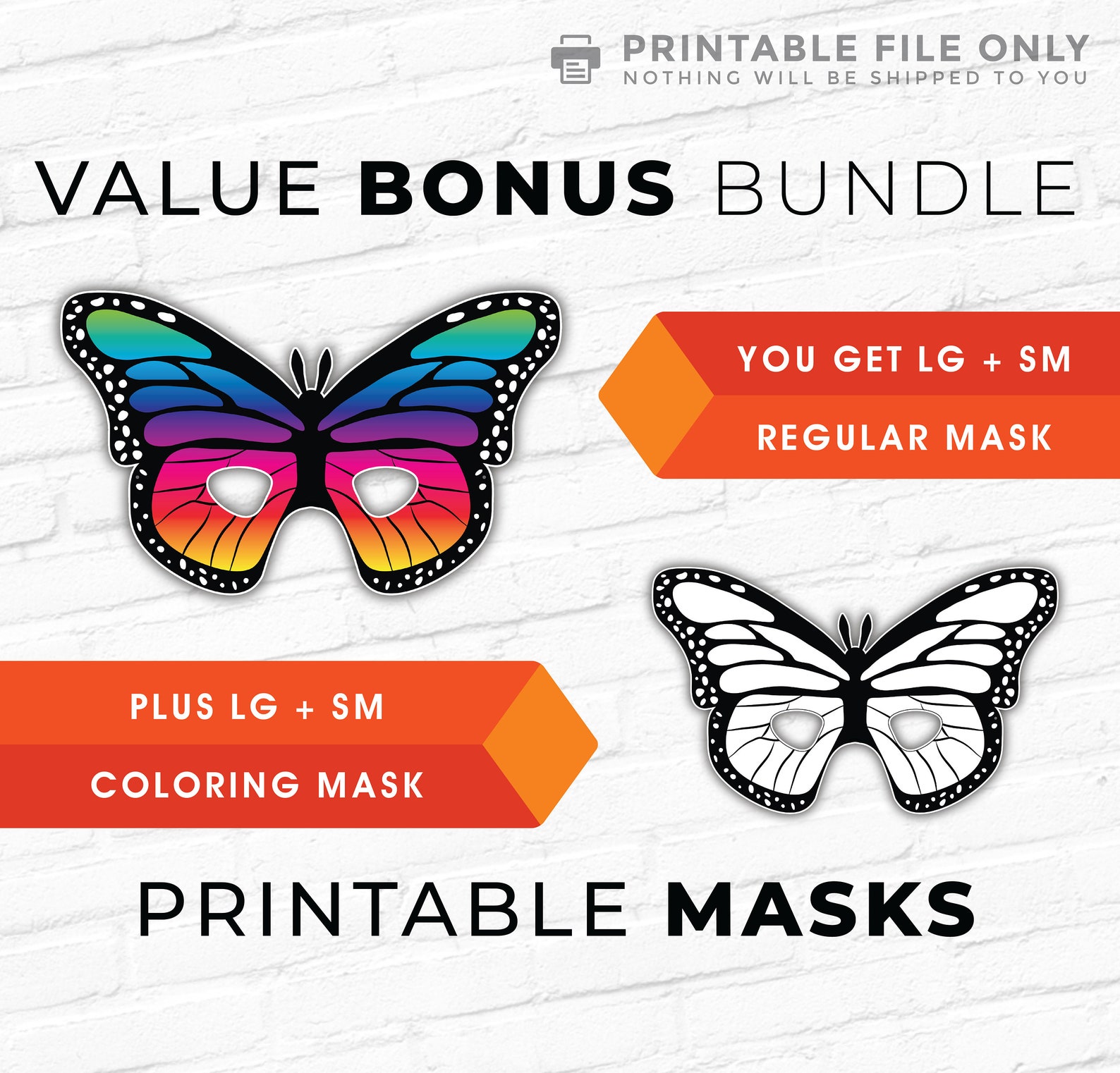 Rainbow Butterfly Mask Value Bonus Bundle Coloring Book Activity ...