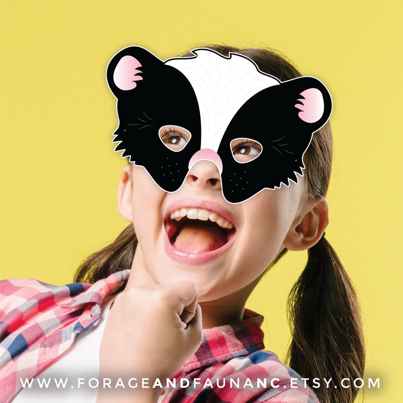 Skunk Printable Mask Animal Halloween Party Costume Masks - Etsy