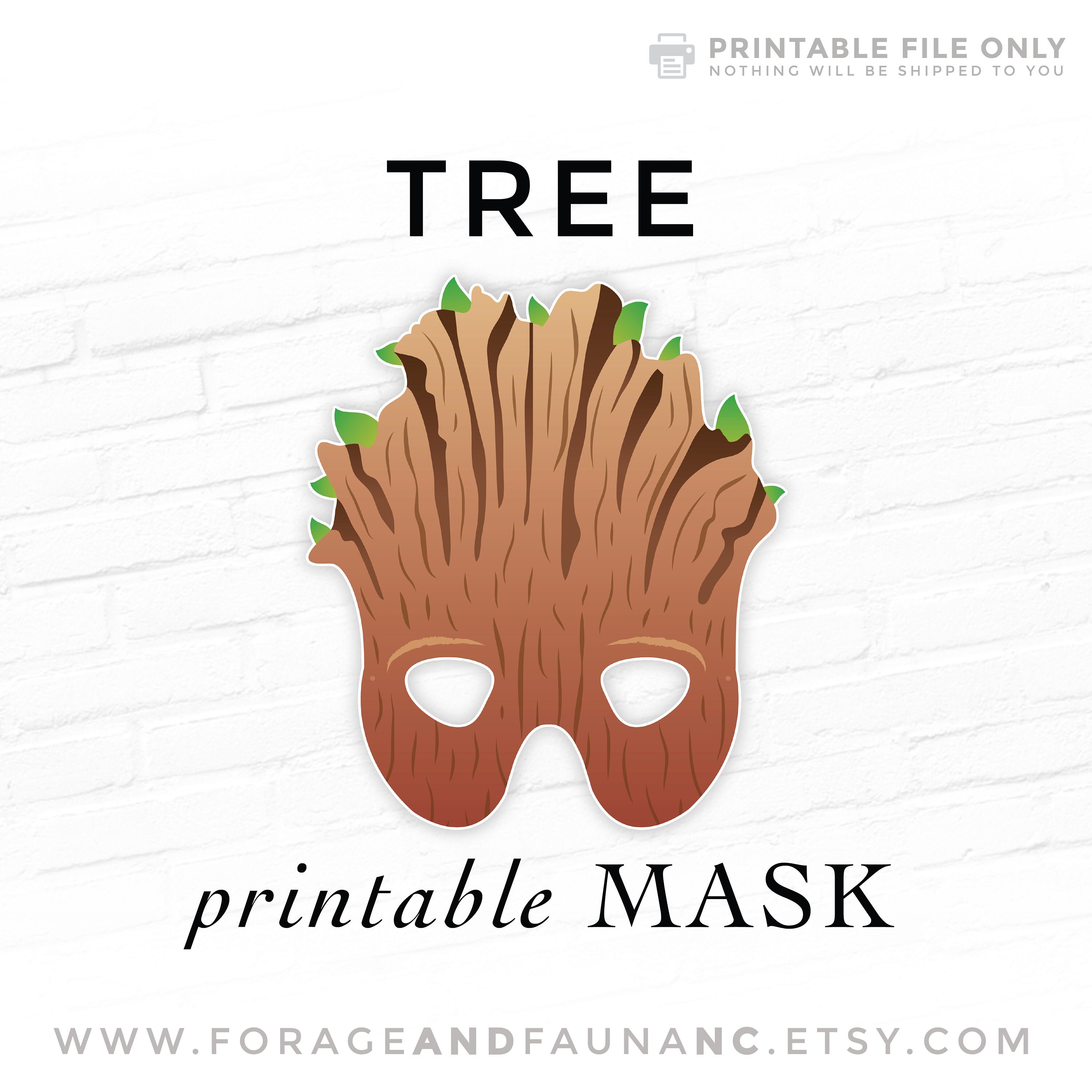Tree Printable Mask Halloween Mask Printable Party Mask Groot | Etsy