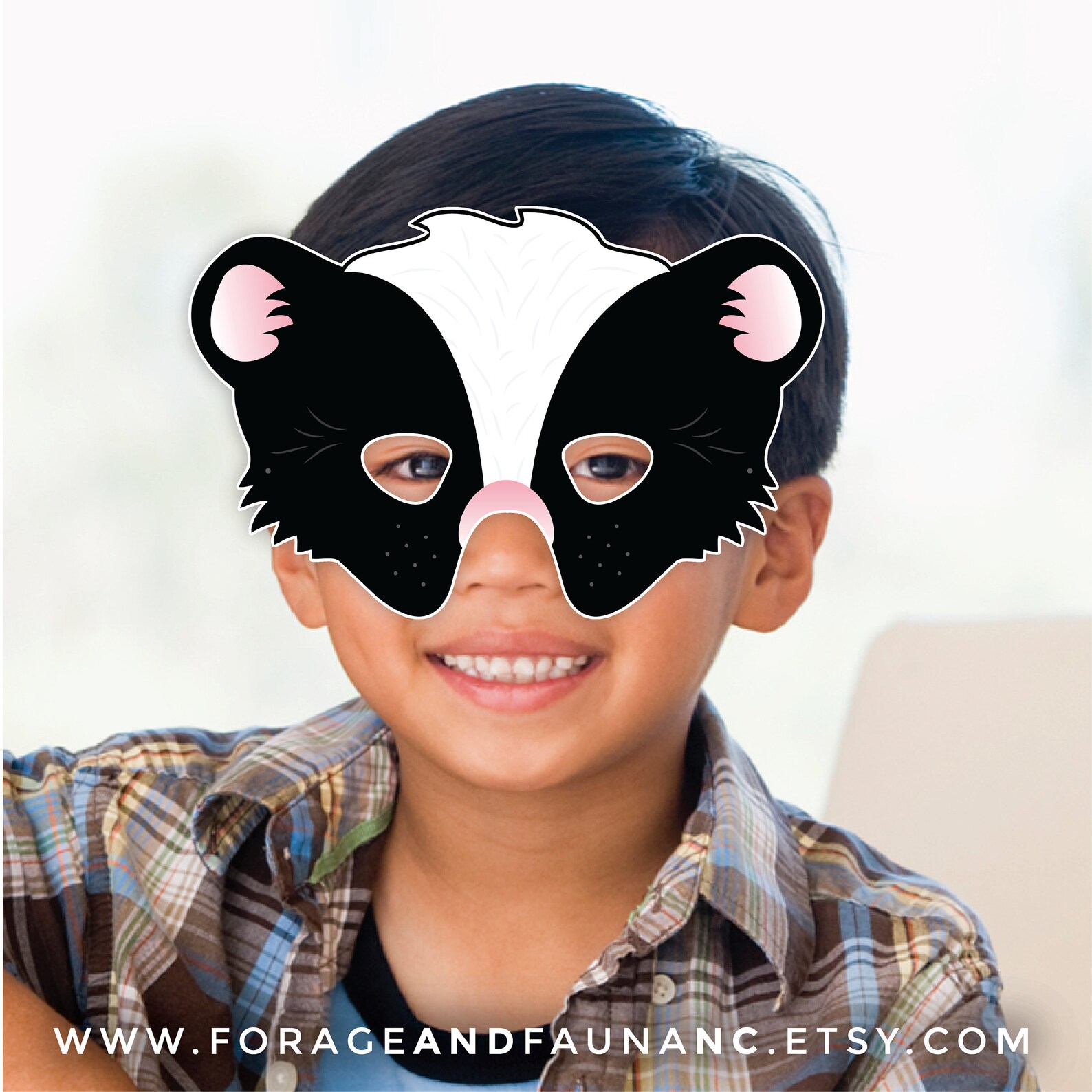 Skunk Printable Mask Animal Halloween Party Costume Masks | Etsy