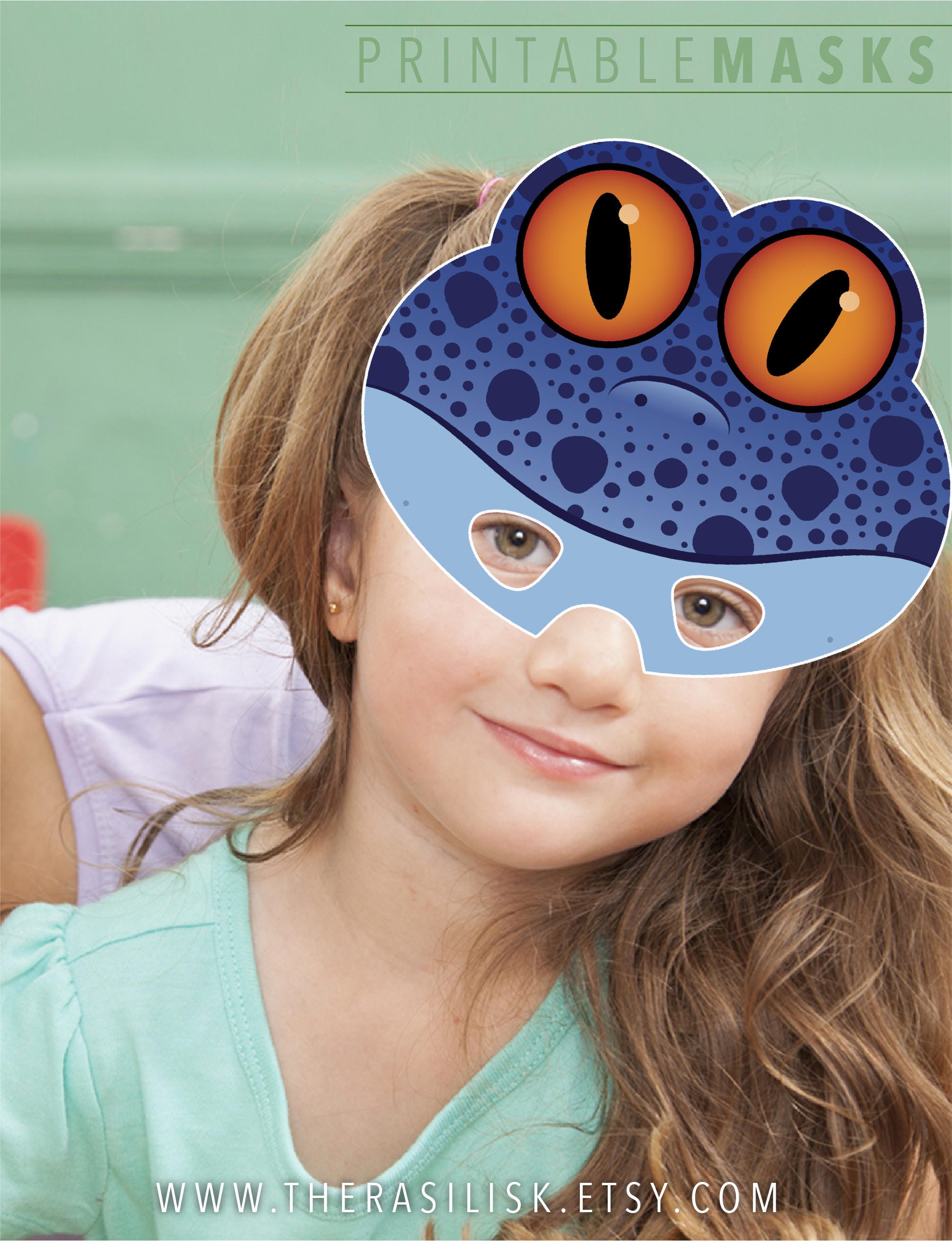 Halloween Mask Printable Mask Animal Mask Blue Frog Mask | Etsy