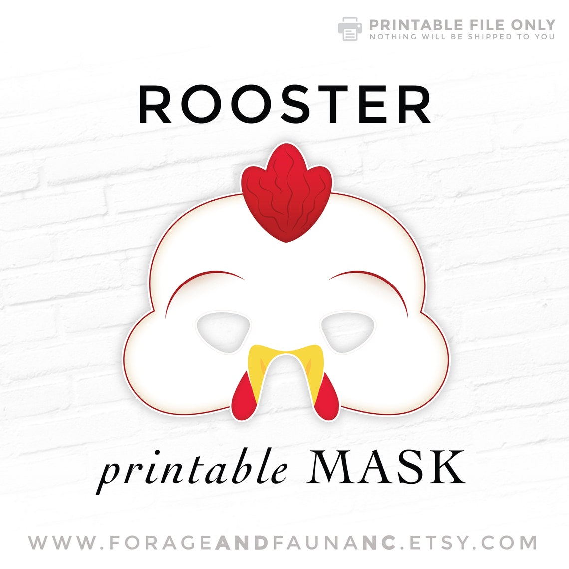 Chicken Rooster Printable Bird Mask White Chicken Cock Cockerel Capon ...