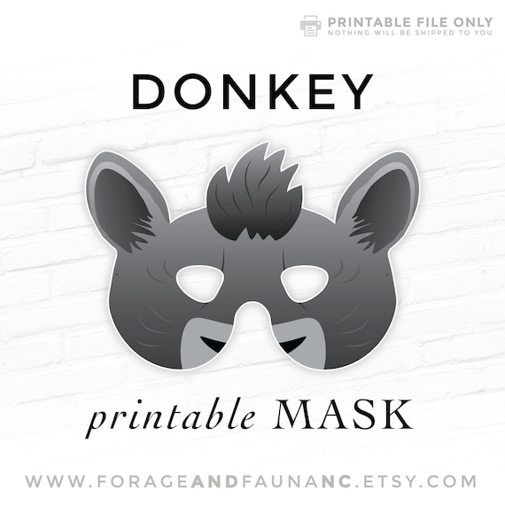 Donkey Printable Animal Mask Nativity Costume Onager Hemione | Etsy