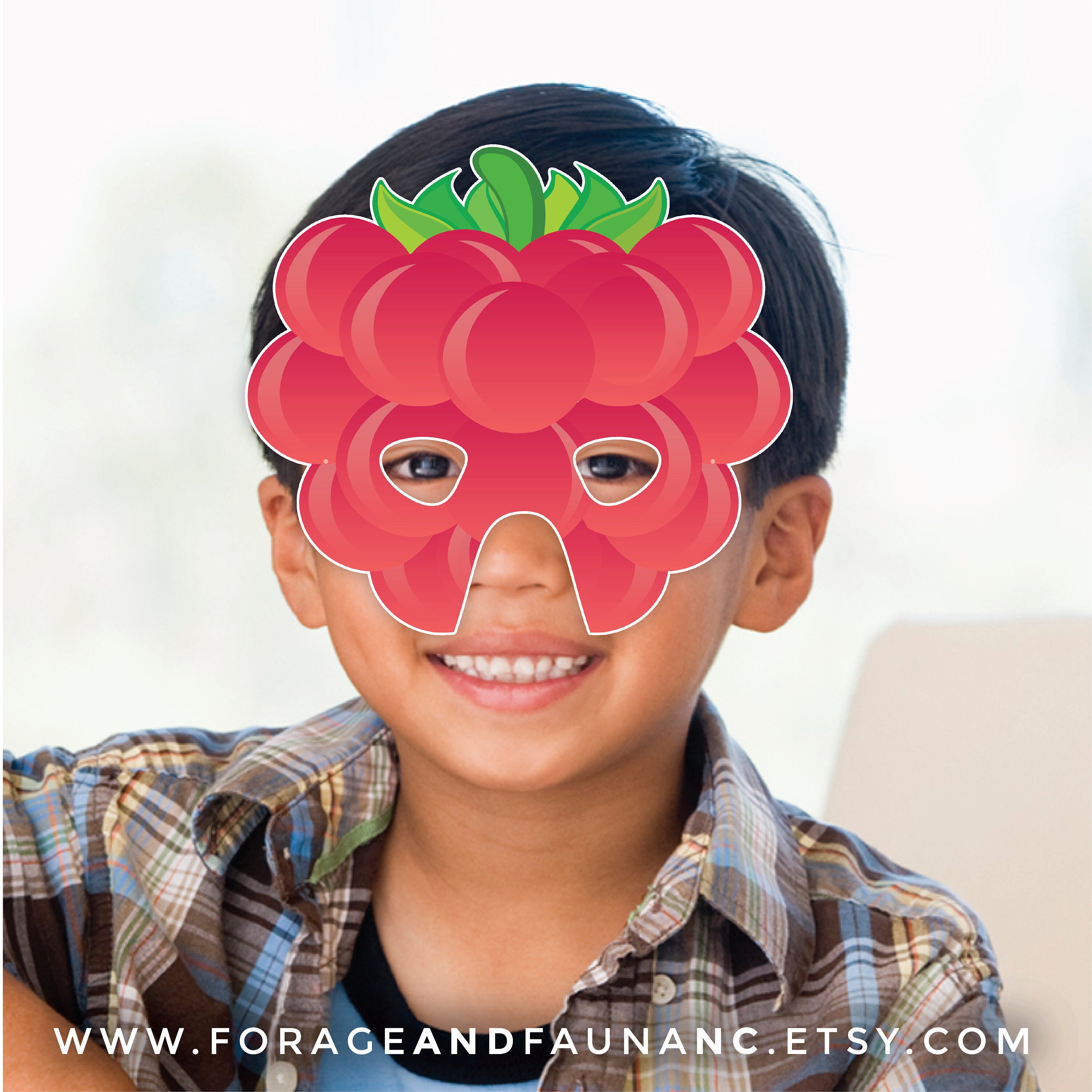 Raspberry Printable Party Mask Halloween Cute Kids Fruit - Etsy
