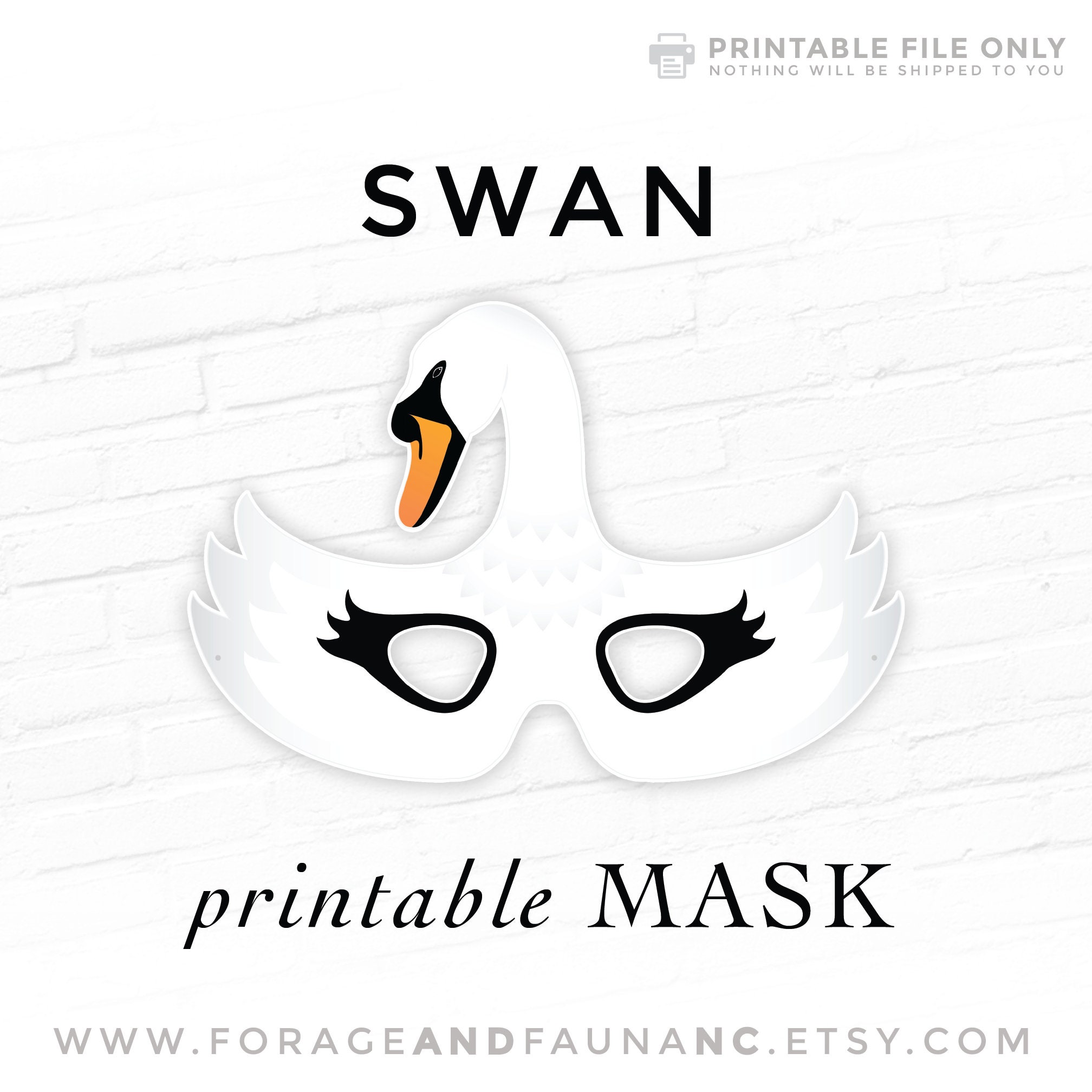 Swan Printable Bird Mask White Goose Printable Halloween Party - Etsy