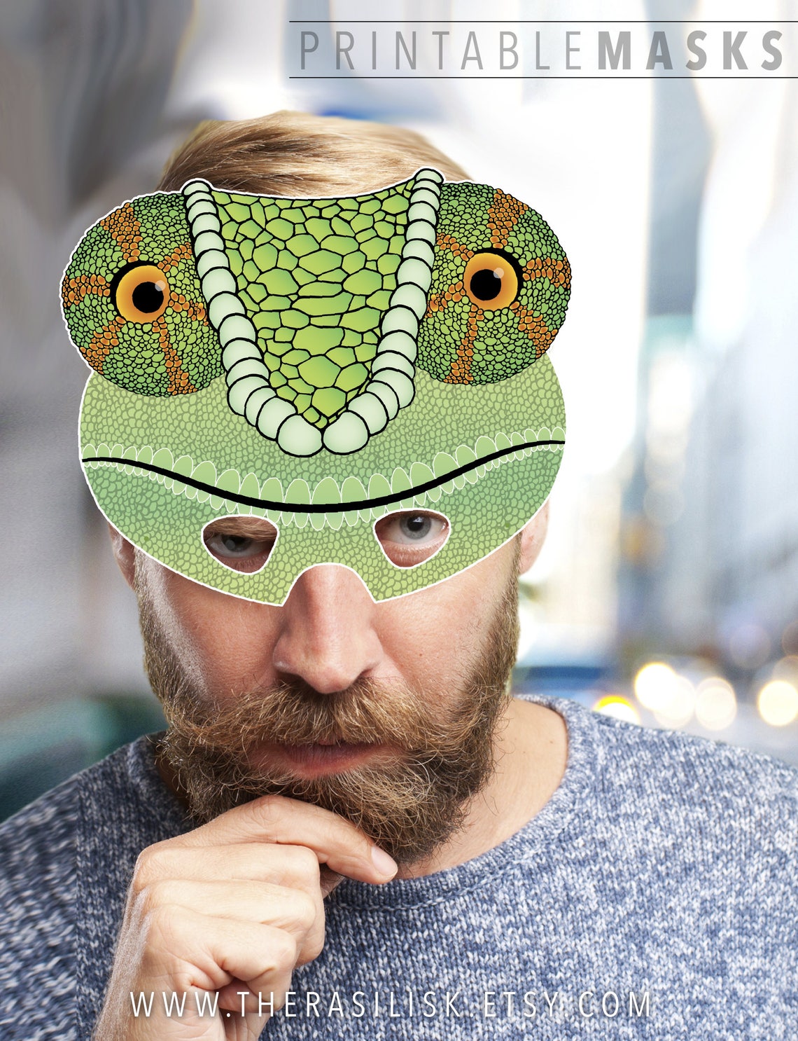Printable Mask Halloween Costume Chameleon Lizard Mask | Etsy