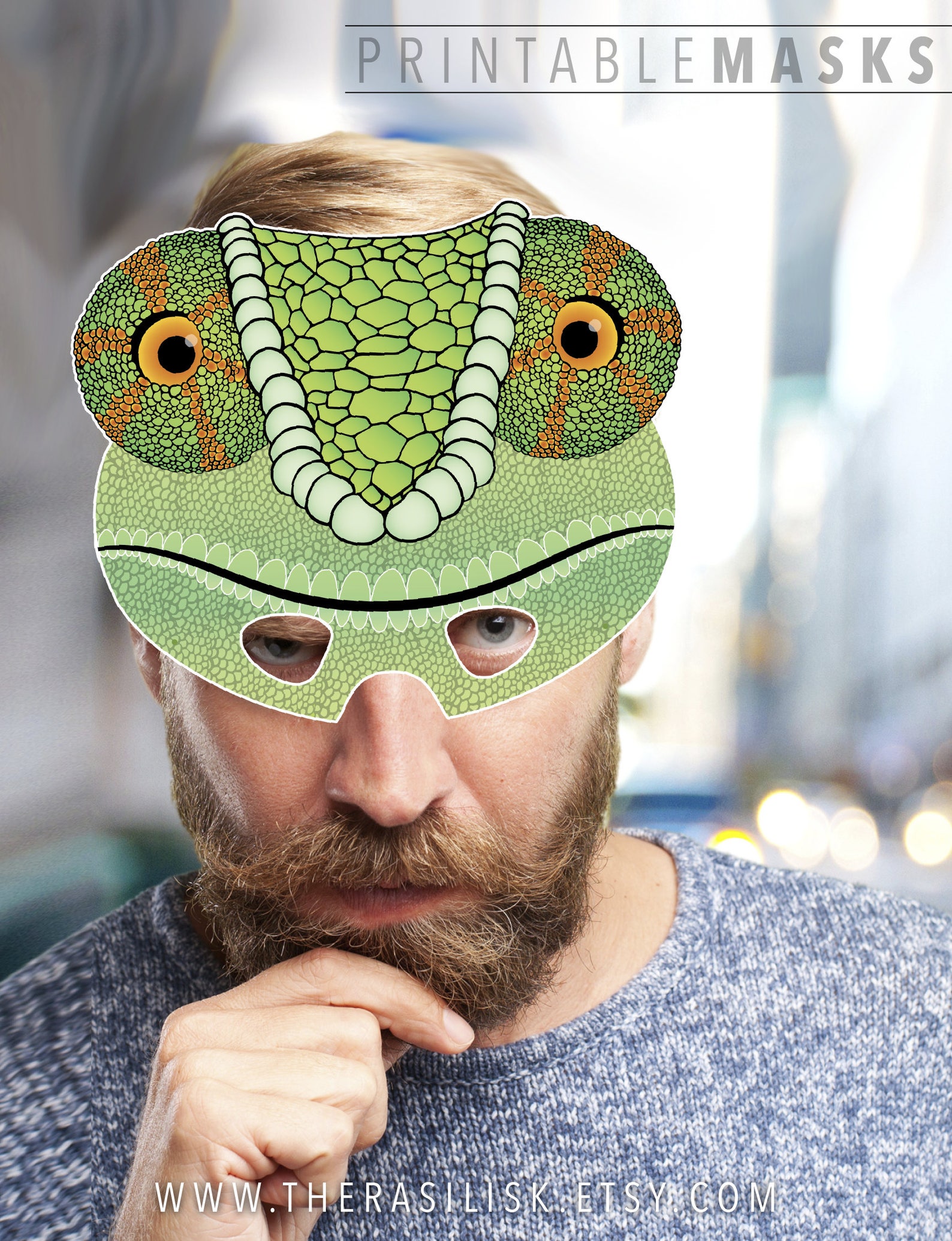 Printable Mask Halloween Costume Chameleon Lizard Mask | Etsy