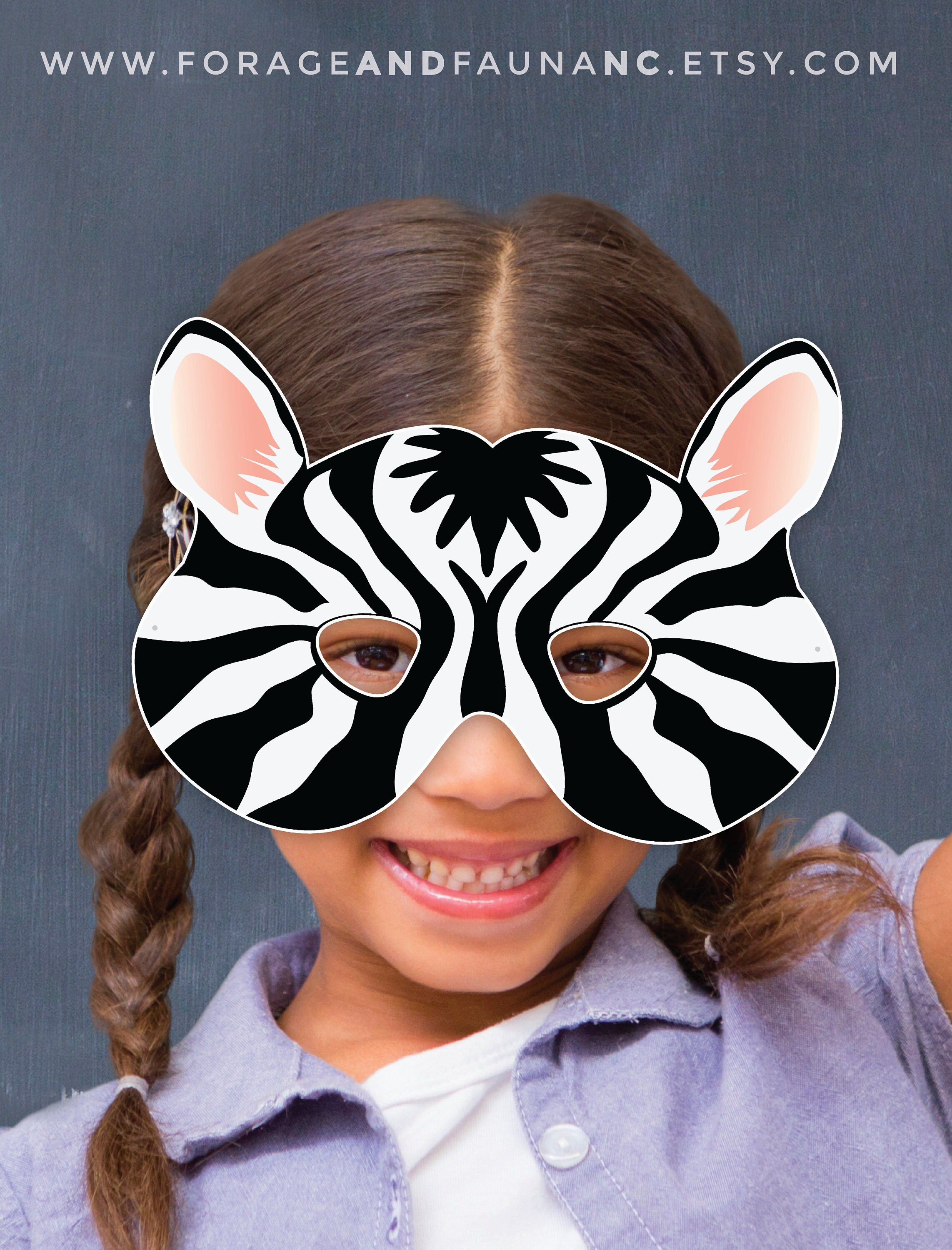 Zebra Printable Animal Mask Halloween Masks Party Mask Costume Lion ...