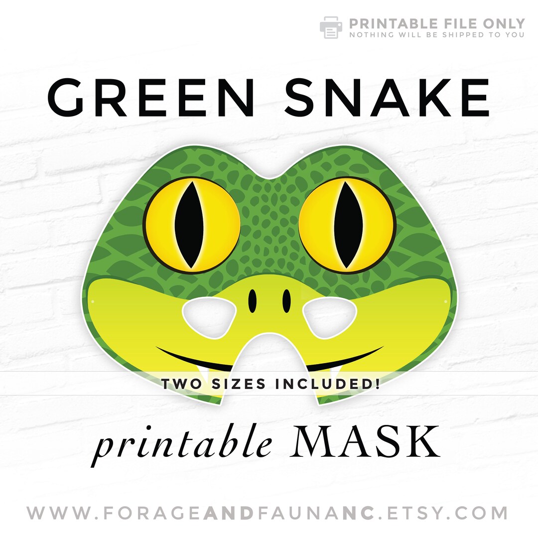 Green Snake Printable Mask - 2 Sizes Included! Lunar New Year Zodiac ...