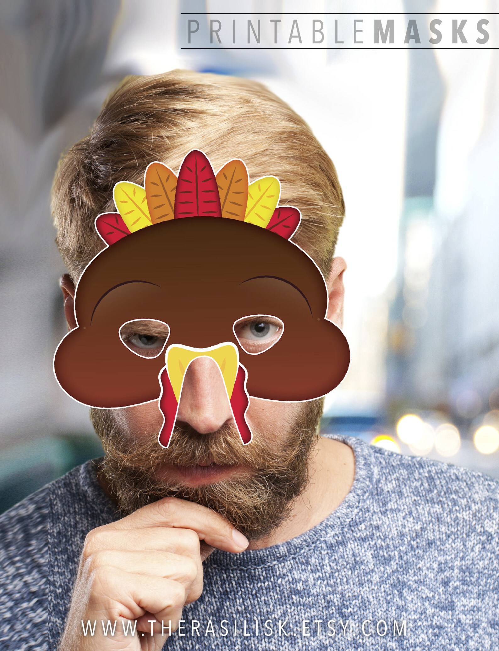 Printable Turkey Mask Thanksgiving Mask Printable Bird Mask | Etsy