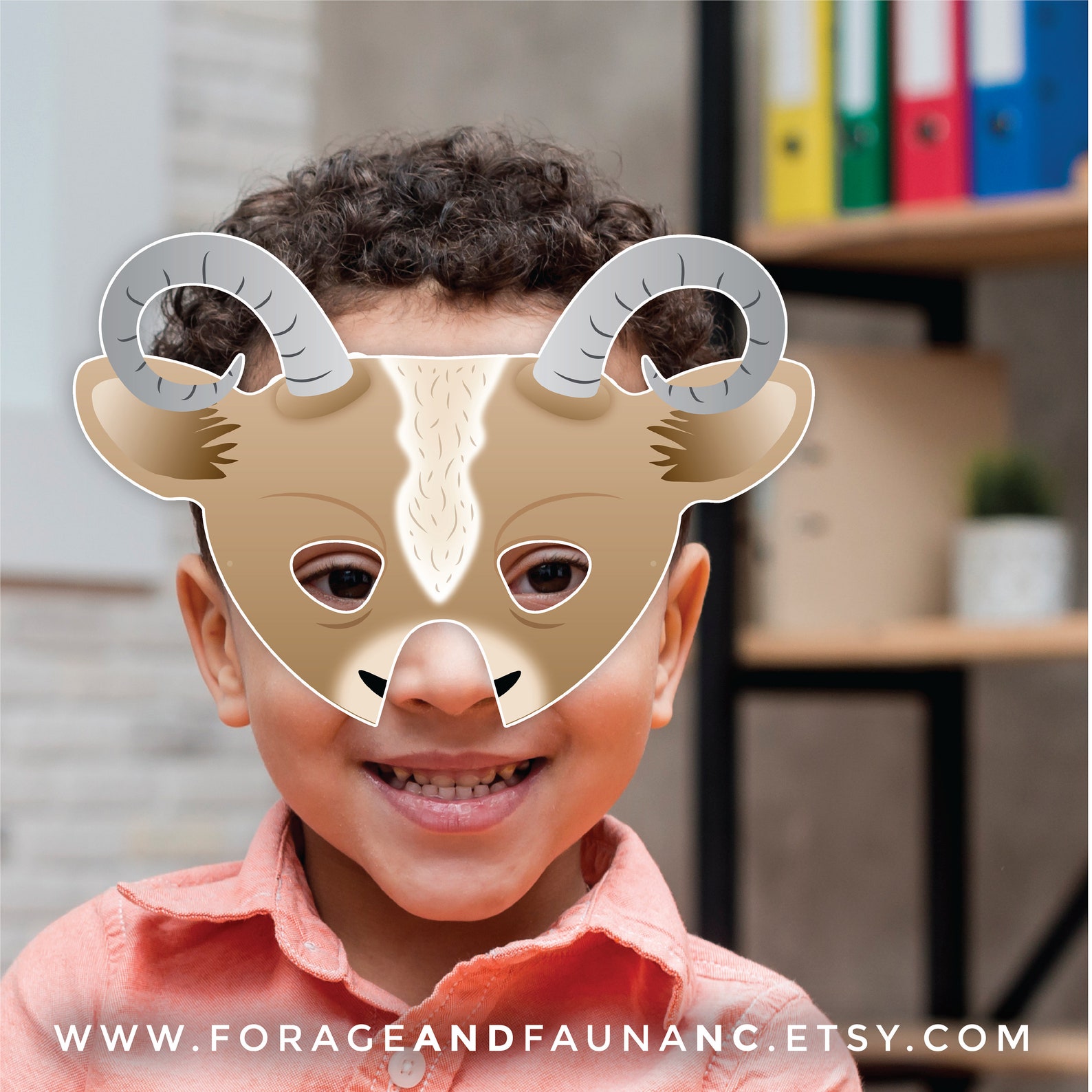 Goat Printable Costume Face Mask Nativity Theater Mask Halloween ...